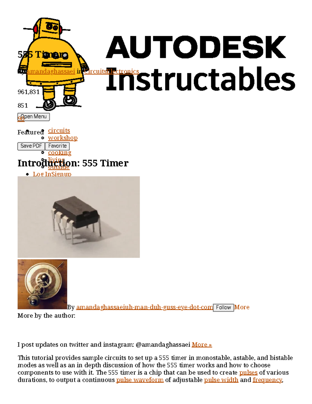 555 Timer 8 Steps (with Pictures) - Instructables - Open Menu circuits workshop craft cooking ...