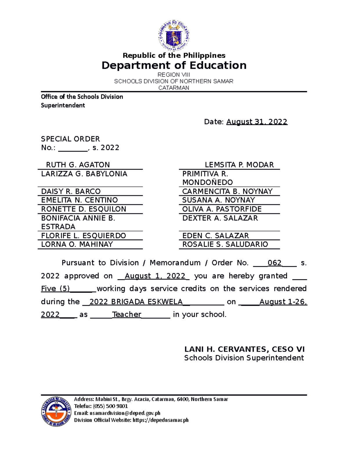 Service Credit template - Republic of the Philippines Department of ...