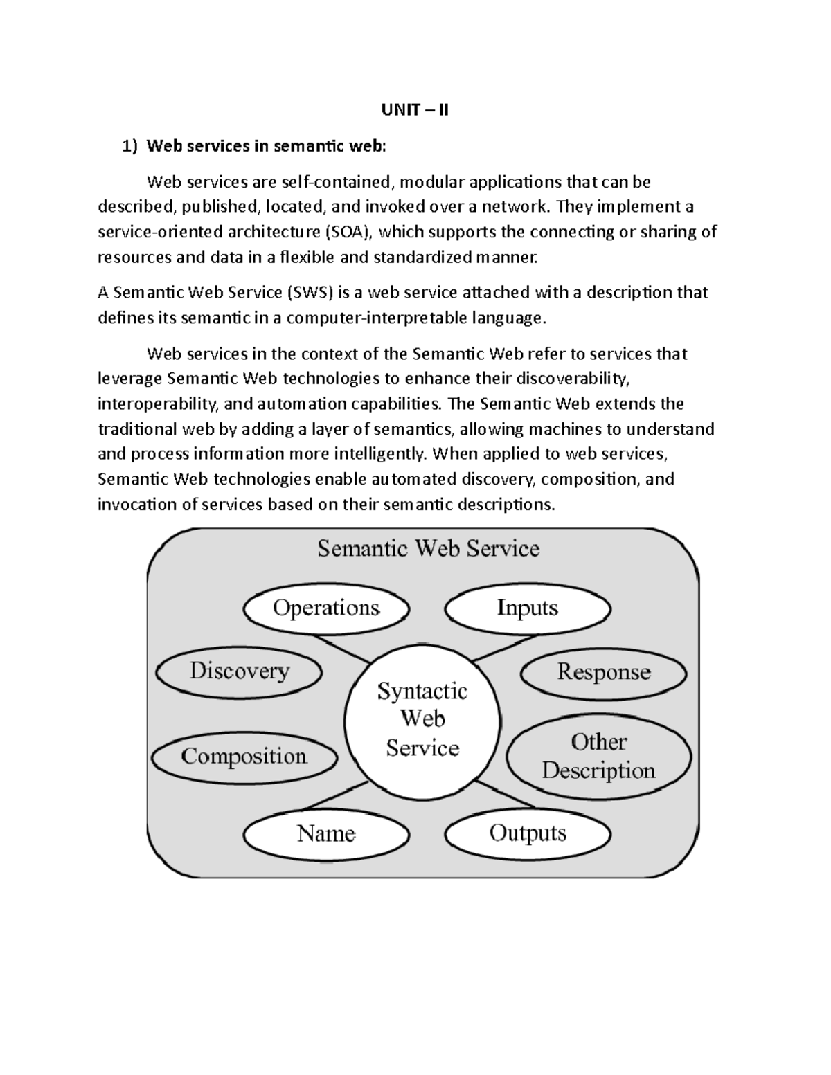 Semantic Web Unit - II - UNIT – II 1) Web services in semantic web: Web services are self ...