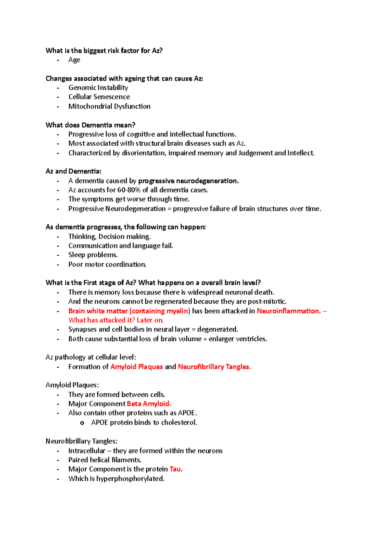 Alzheimer Disease - What is the biggest risk factor for Az? - Age ...