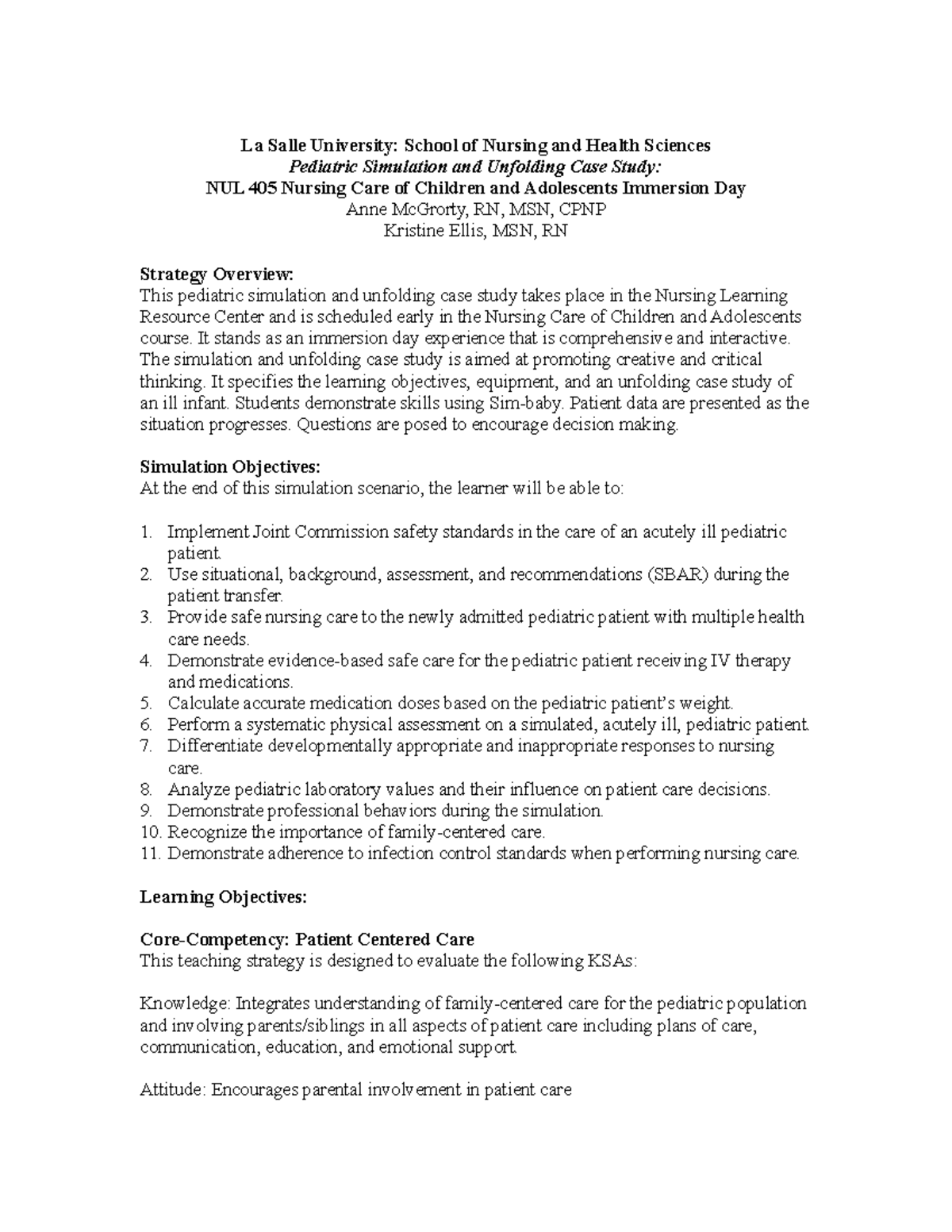 79 - Case Study Prep - La Salle University: School of Nursing and ...