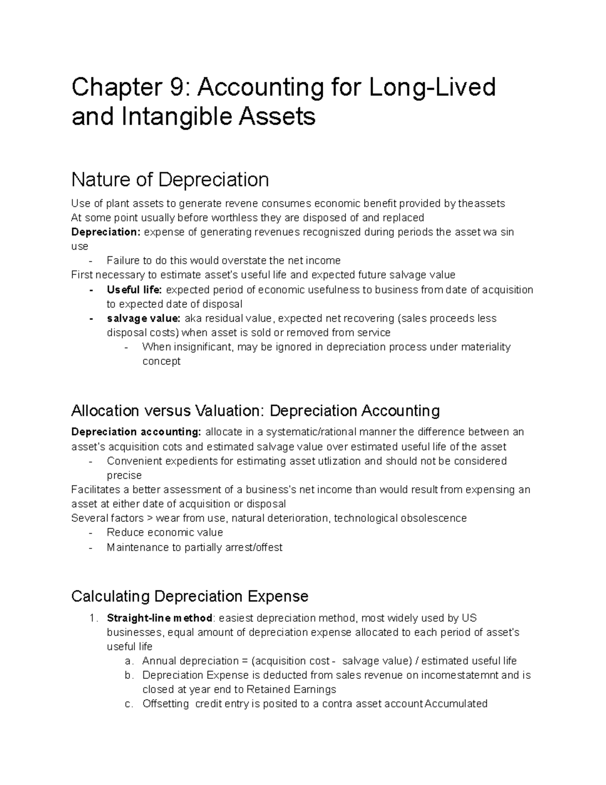 Chapter 9 Accounting for Long-Lived and Intangible Assets - Annual ...