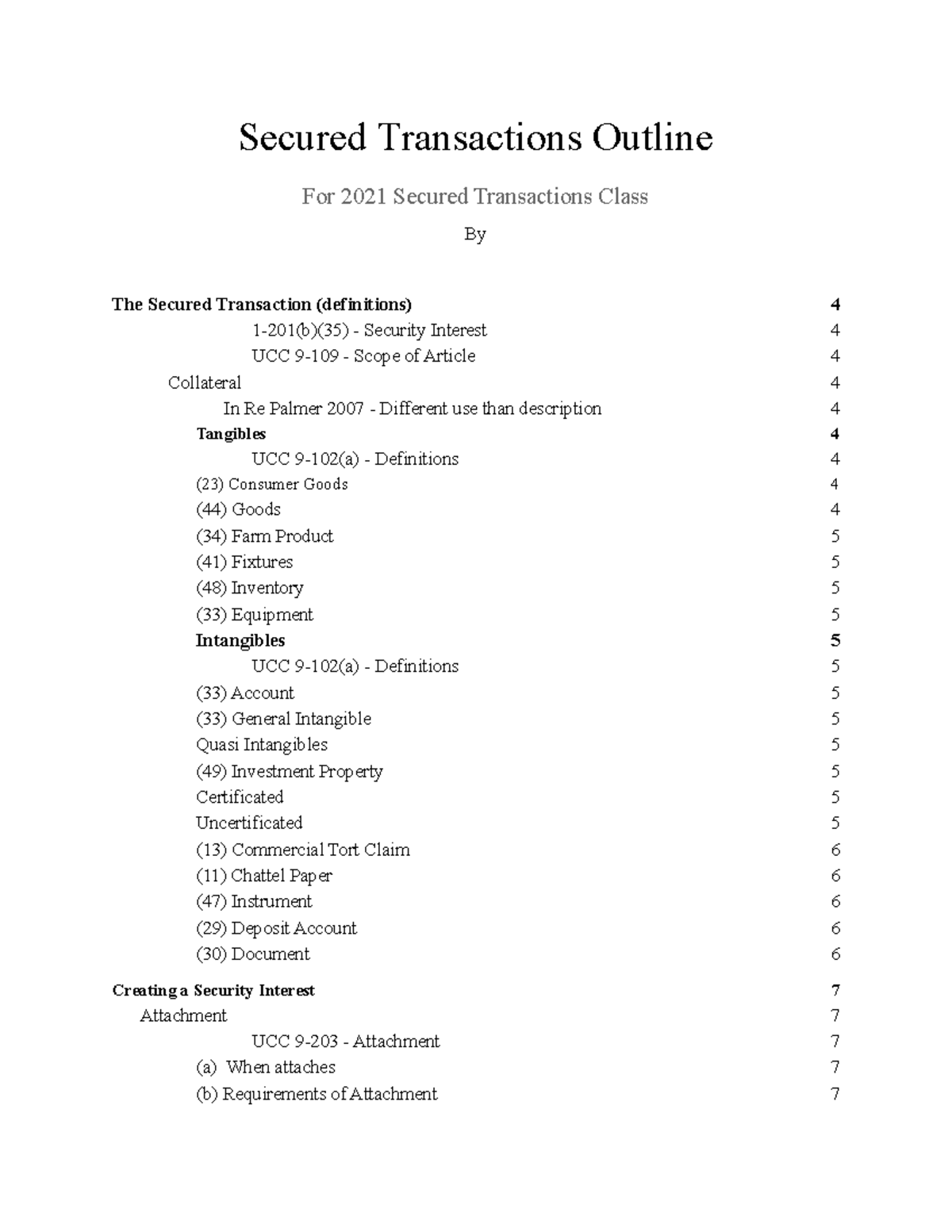 Secured Transactions Outline - Osterman - stolen goods rights in goods ...