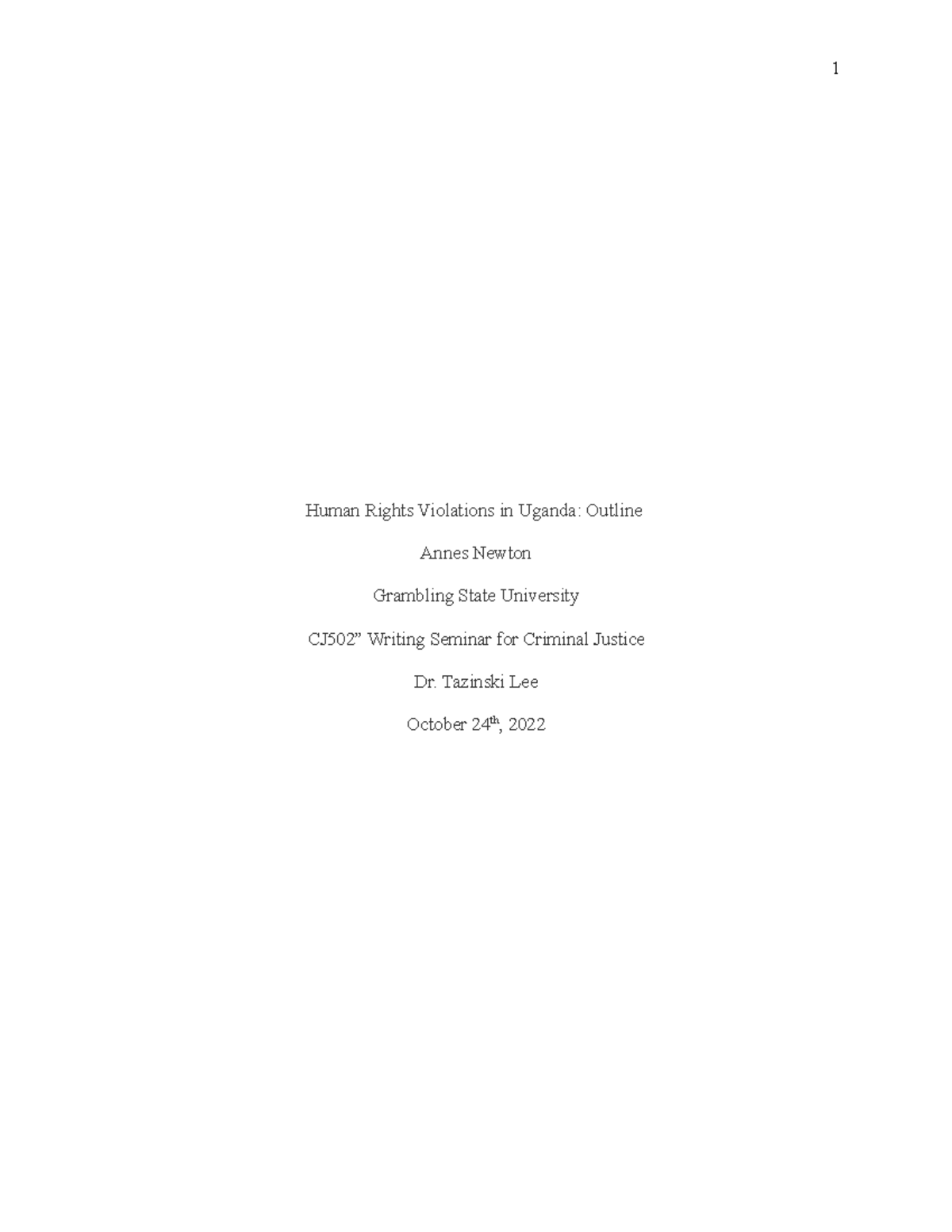 Outline- Writing seminar for criminal justice - Human Rights Violations ...