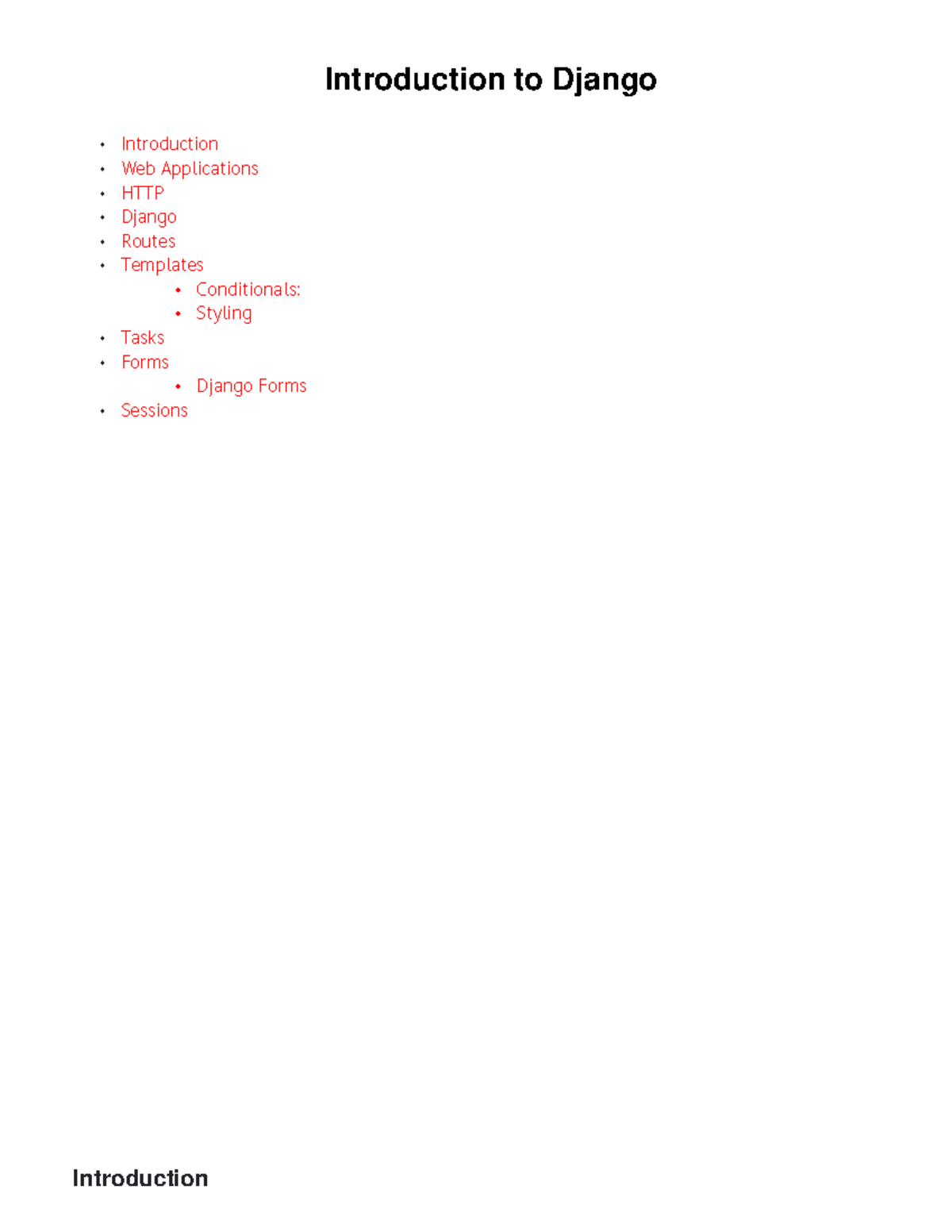 Introduction to Django notes - Introduction to Django Introduction Web ...