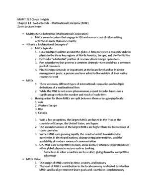 Global test 1 - exam one study guide - Chapter 1 Globalization o The ...