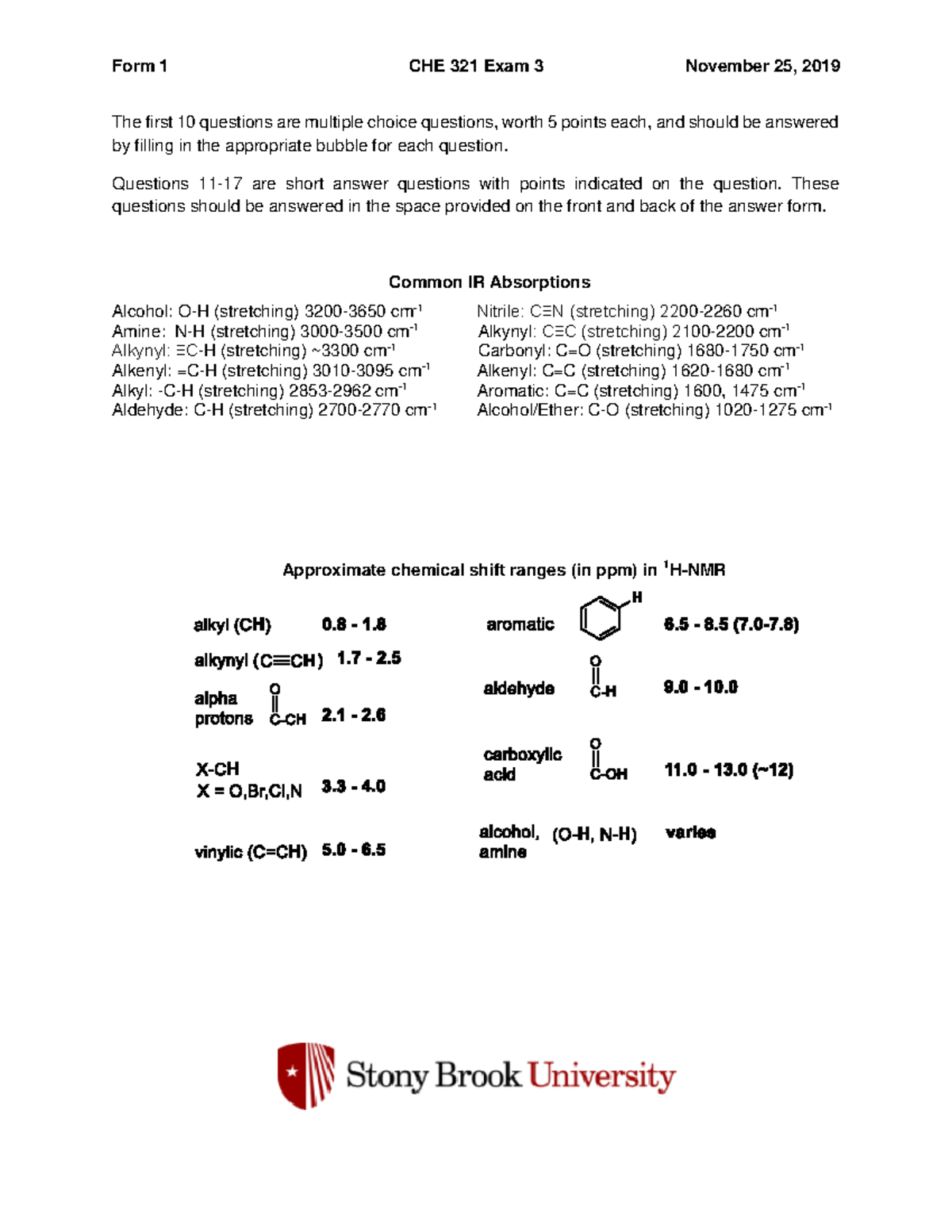 CHE321 Exam3 19 - Che 321 - The first 10 questions are multiple choice ...