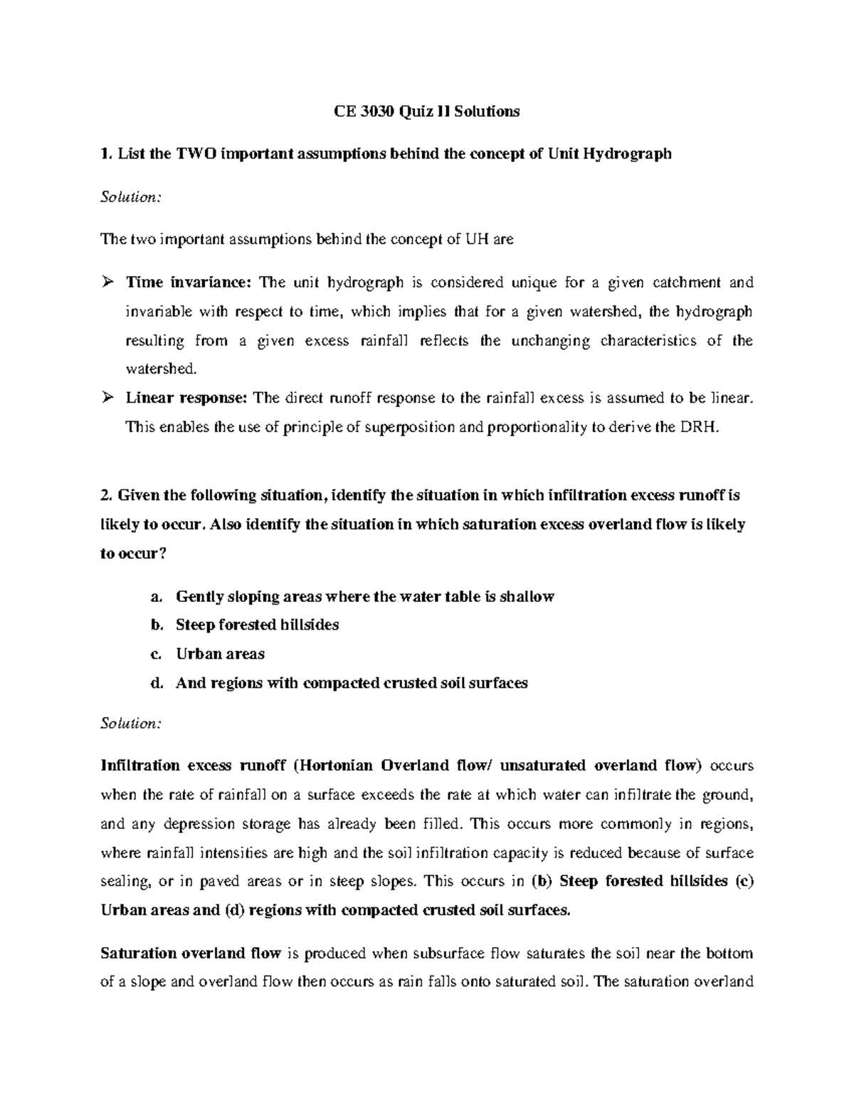 Quiz II 12 2018, questions and answers - CE 3030 Quiz II Solutions List ...