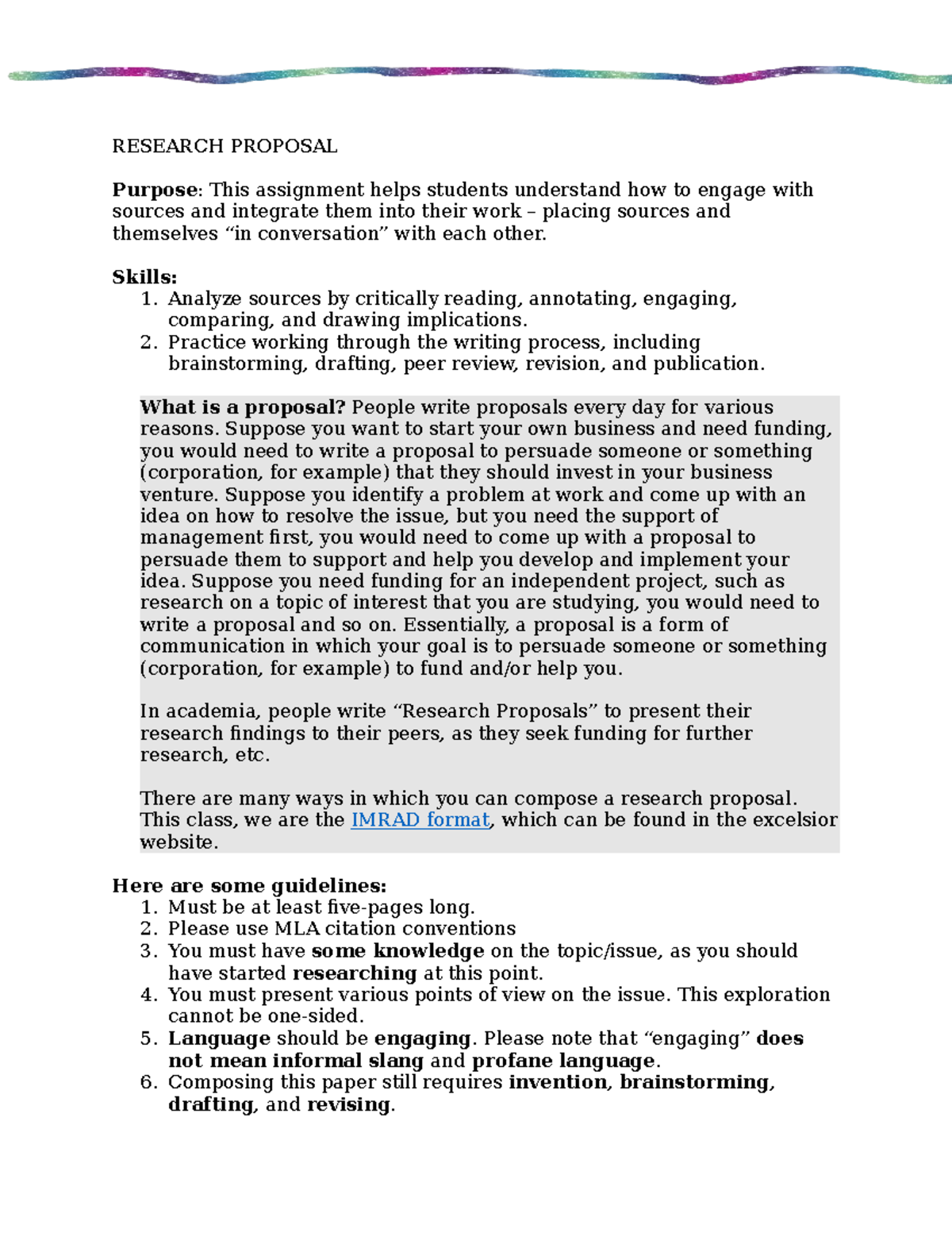 Unit Three - Research Proposal - RESEARCH PROPOSAL Purpose : This ...