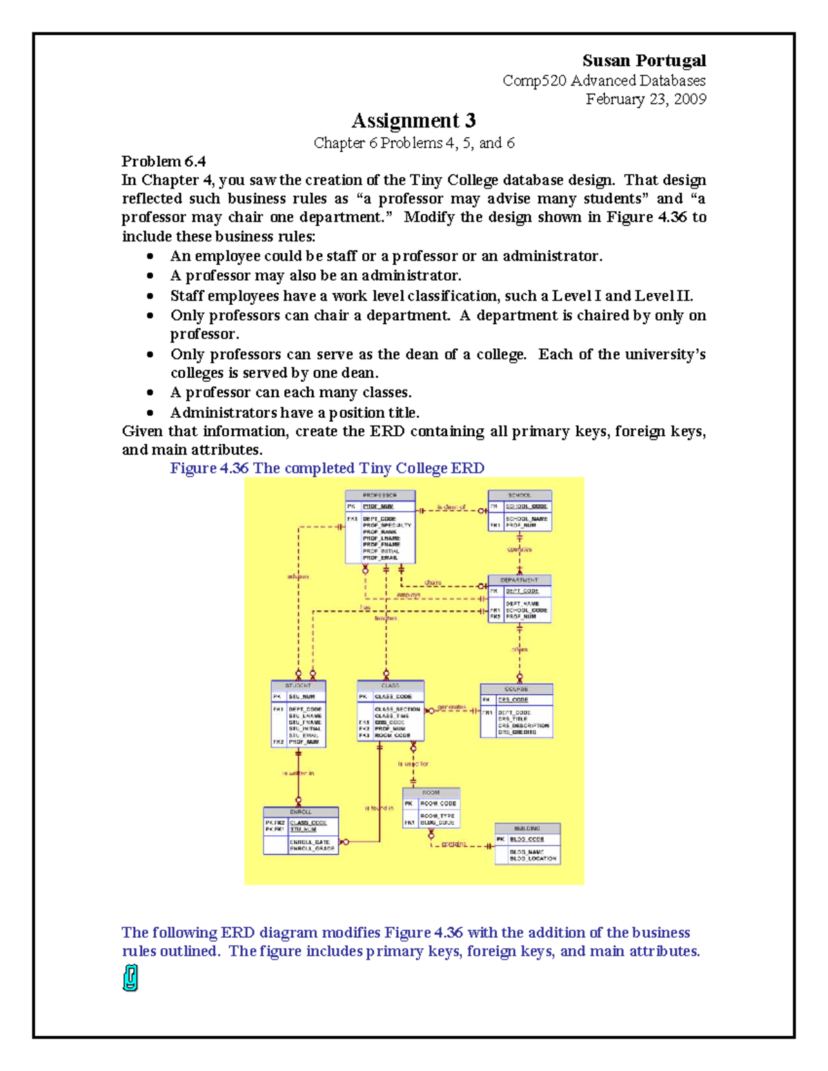 2014-07-26 174552 93218095-tiny-college ERD DIAGRAMS - Comp520 Advanced Databases February 23 ...