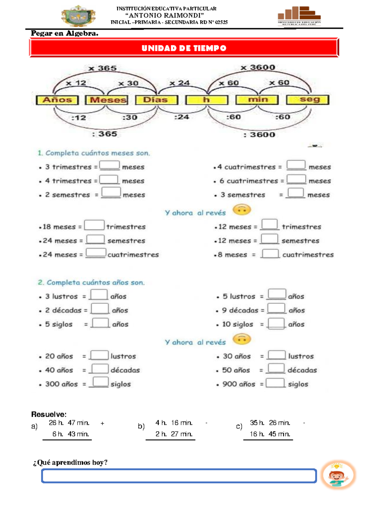 Matematica 5TO Grado B - MIS Yadira - “ANTONIO RAIMONDI” INICIAL ...