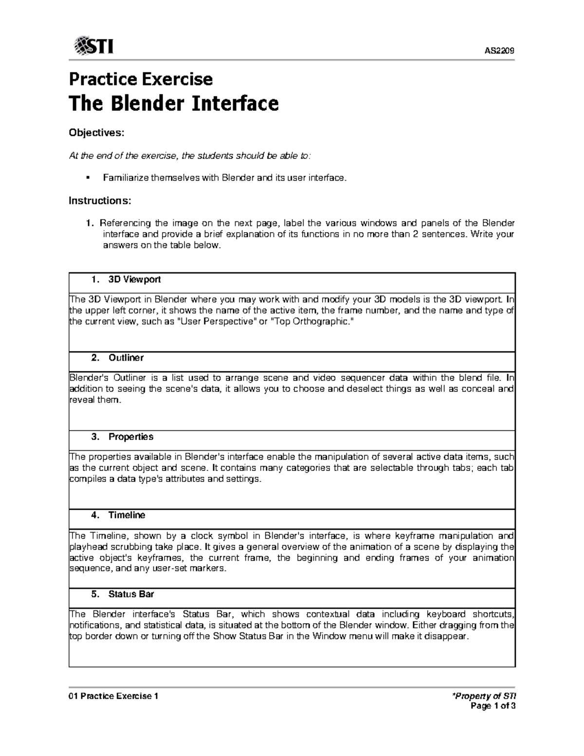 Noble 01 Practice Exercise 1 - AS 01 Practice Exercise 1 *Property of ...