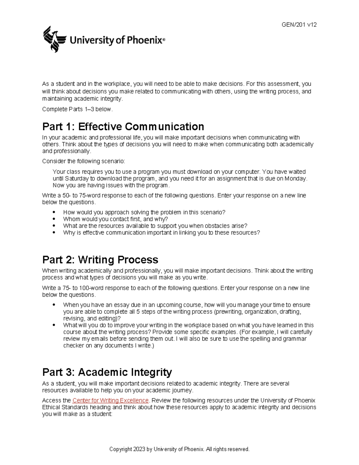 Gen201 v12 wk3 decision making and communication worksheet 4 - GEN/201 ...