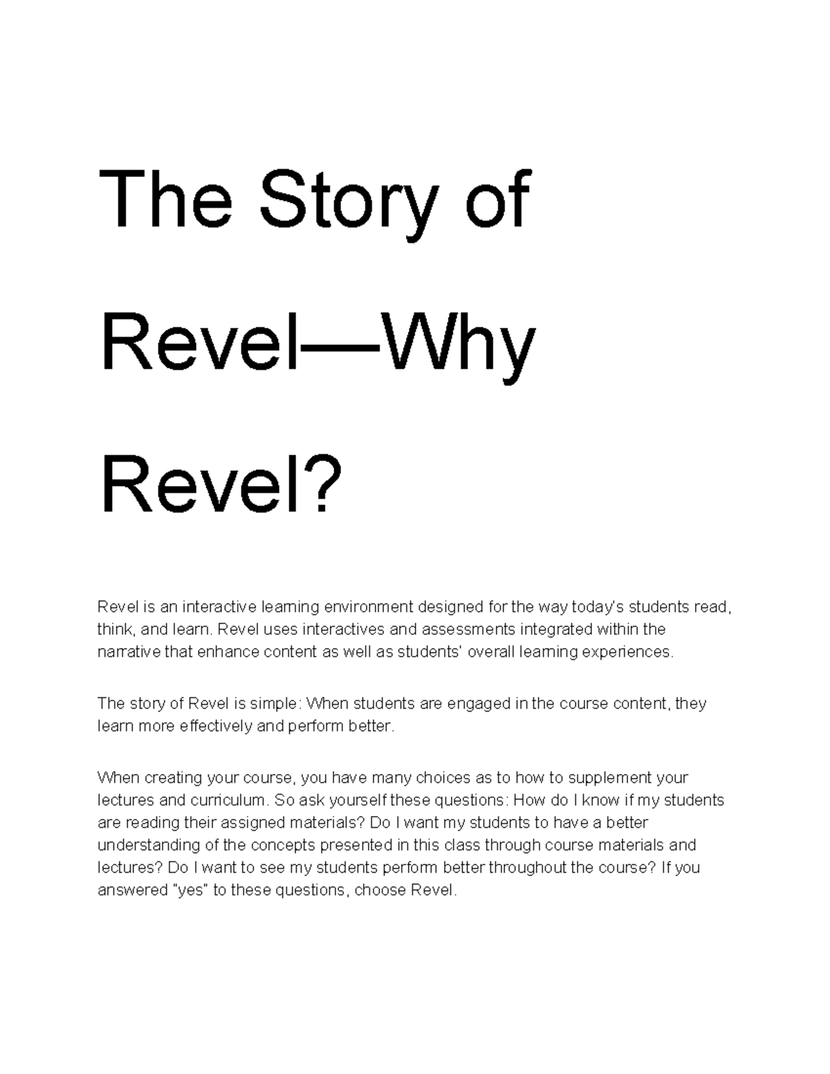 4 The Story of Revel—Why Revel - The Story of Revel—Why Revel? Revel is ...