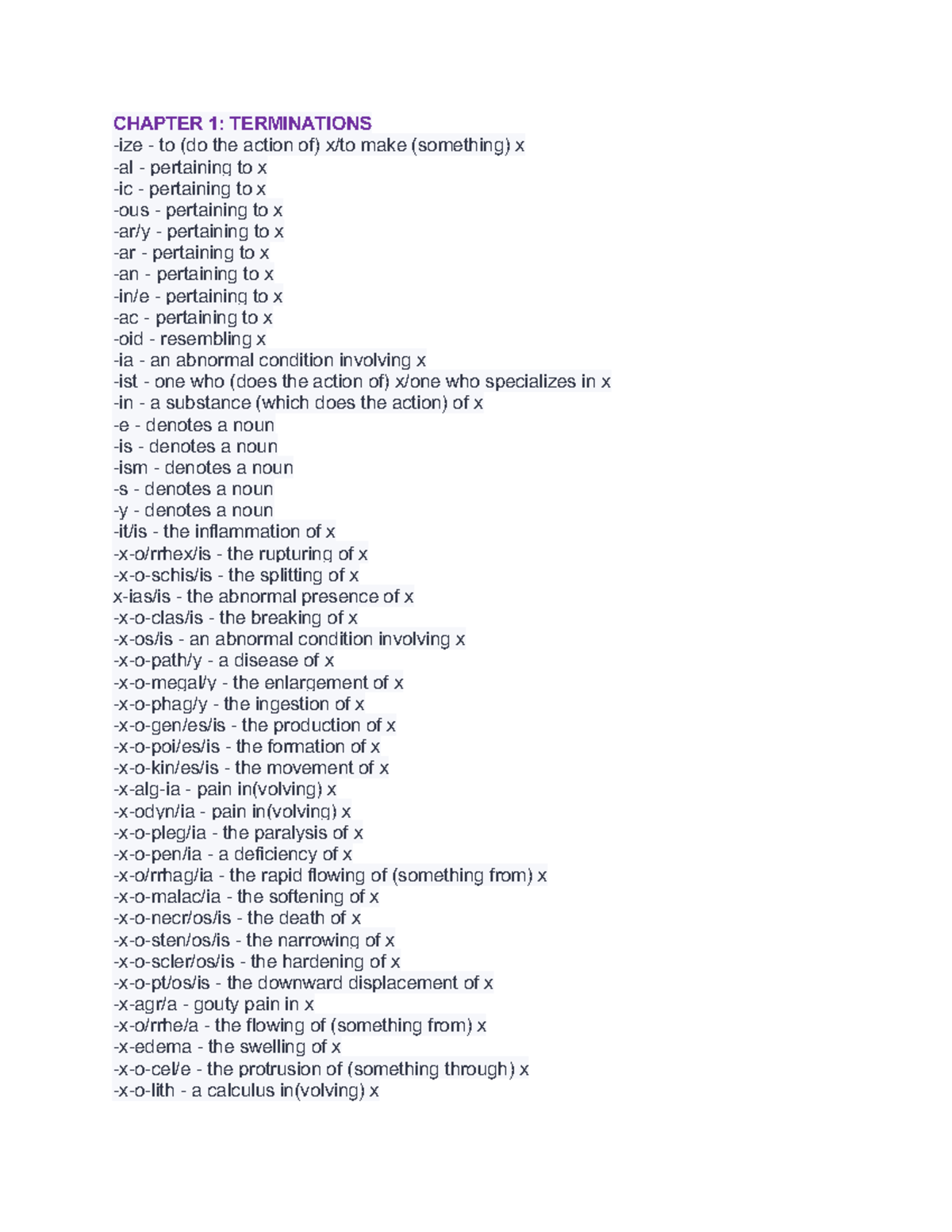 Medterm words - CLASSICS 2MT3: Chp 1-13 Medical Terminology - CHAPTER 1 ...