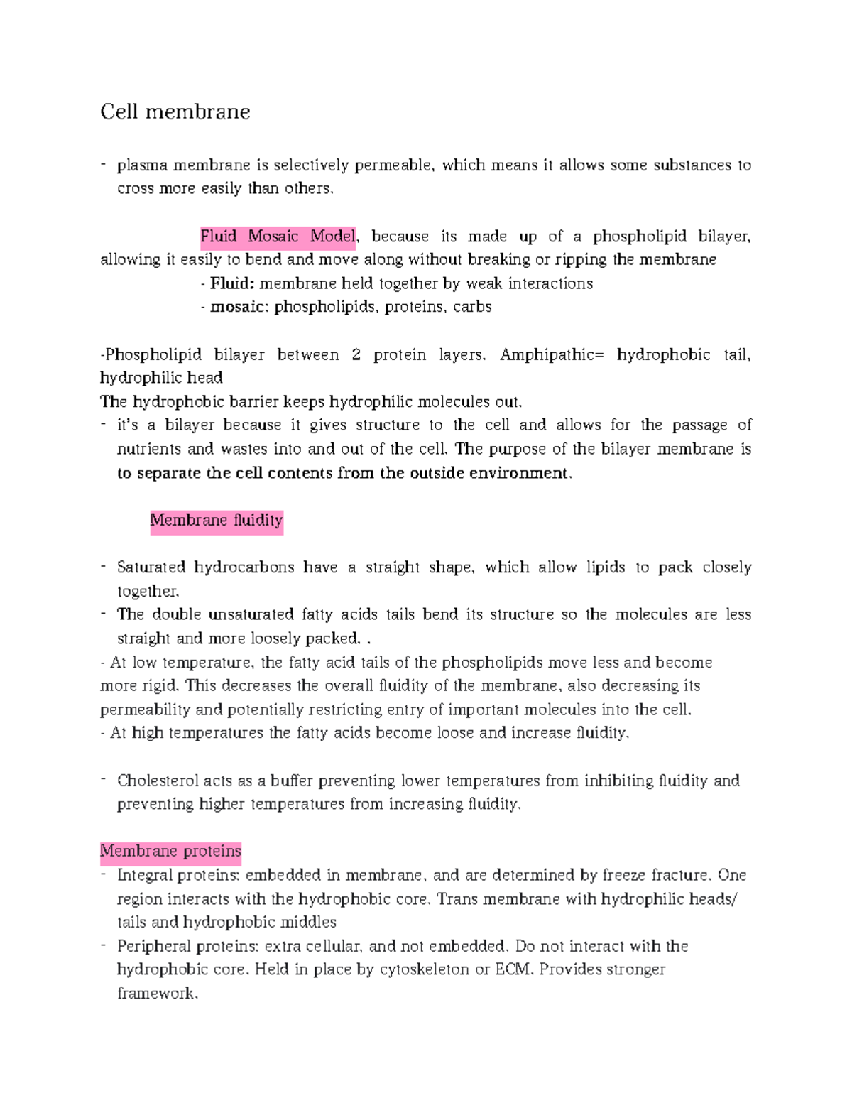 Cell membrane bio quiz - BIOB33 - Studocu