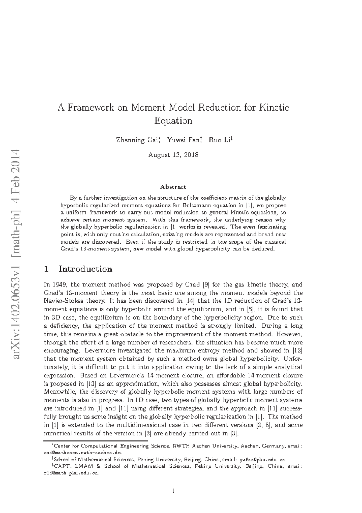 1402 - Cours - arXiv:1402 [math-ph] 4 Feb 2014 A Framework on Moment ...