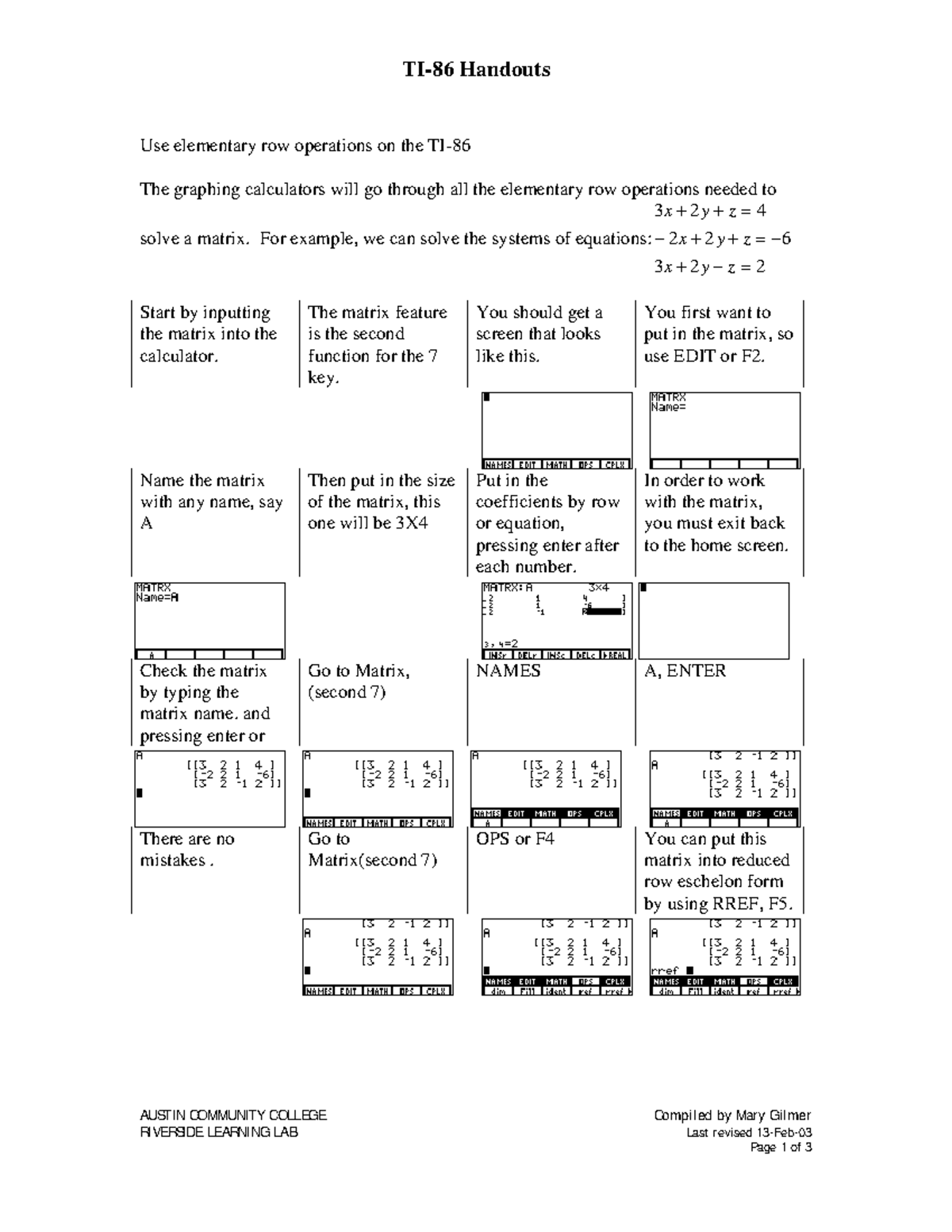 TI handouts 2 - Practice materials for general math - TI-86 Handouts ...