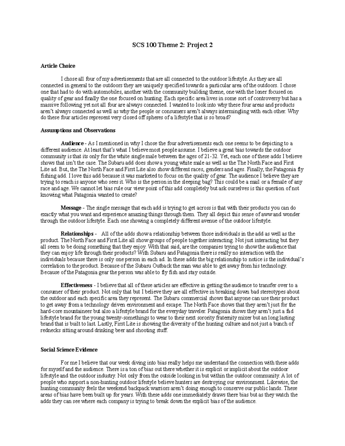 SCS 100 Project 2 - SCS 100 Theme 2: Project 2 Article Choice I chose ...