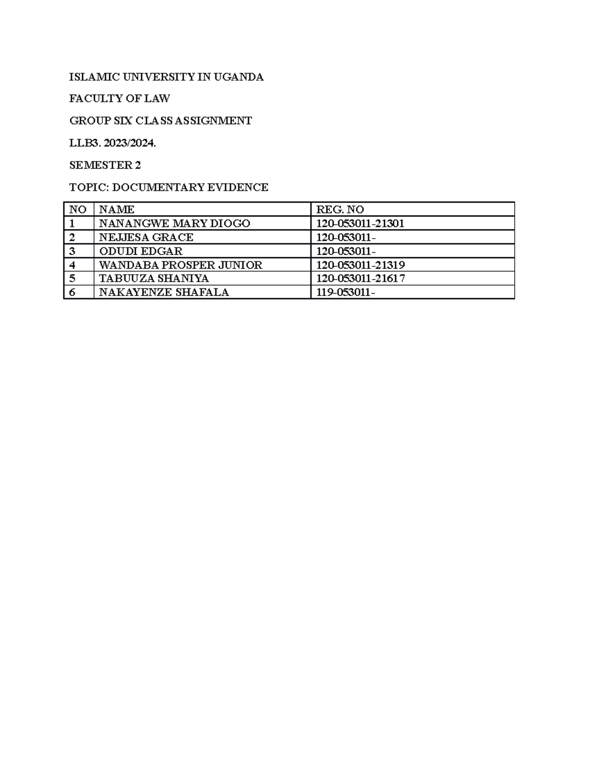 Documentary islam - ISLAMIC UNIVERSITY IN UGANDA FACULTY OF LAW GROUP SIX CLASS ASSIGNMENT LLB3 ...