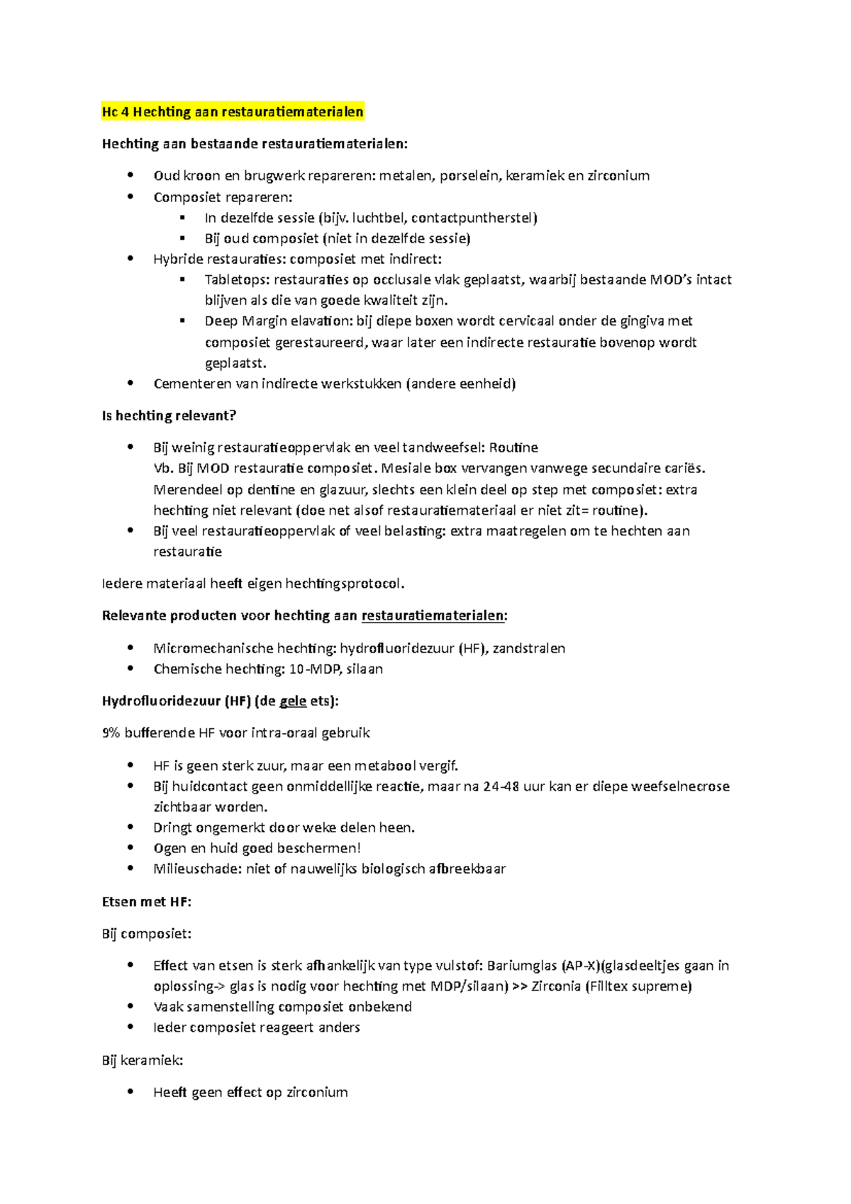 Hc 4 Hechting aan restauratiematerialen - Hc 4 Heching aan ...