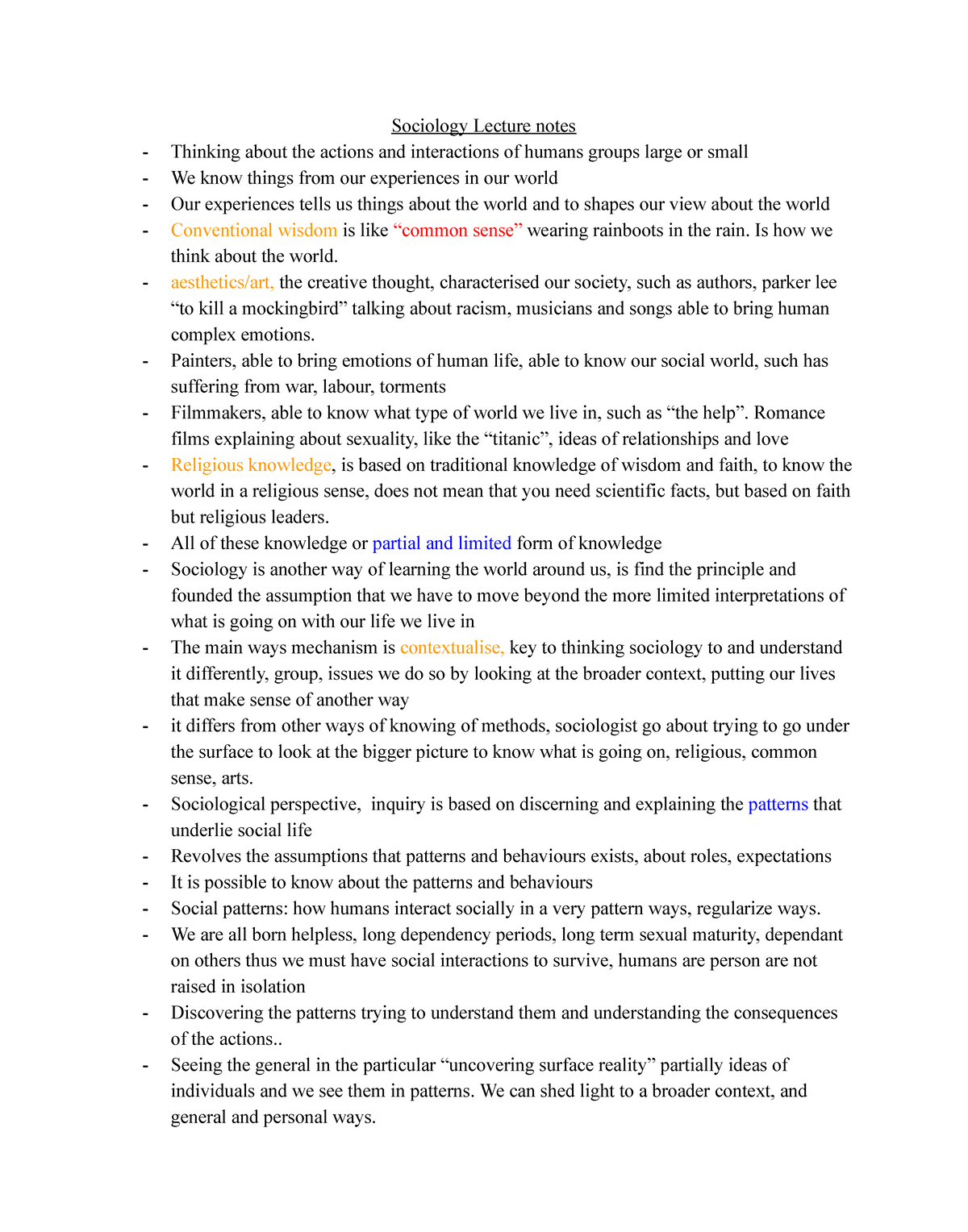 Sociology Lecture Notes - Google Docs - Sociology Lecture notes ...