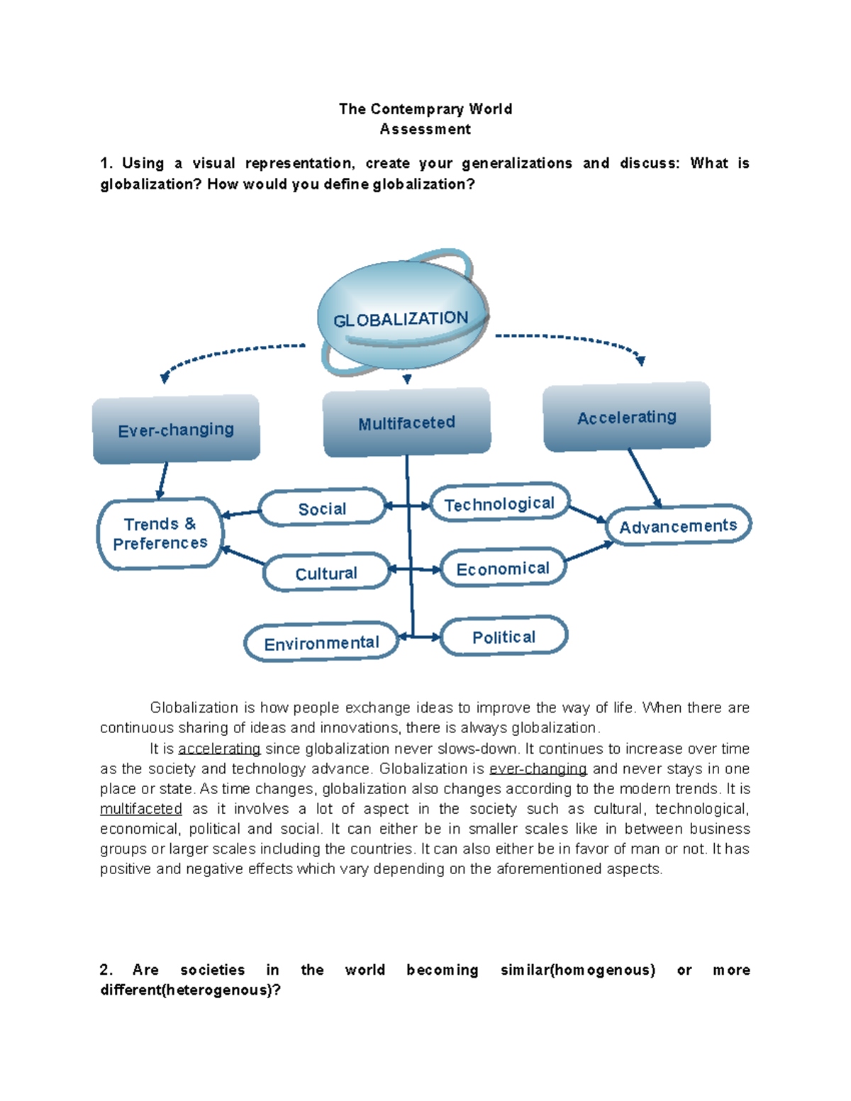 The Contemporary World Chapter 1 Assessment - The Contemprary World ...