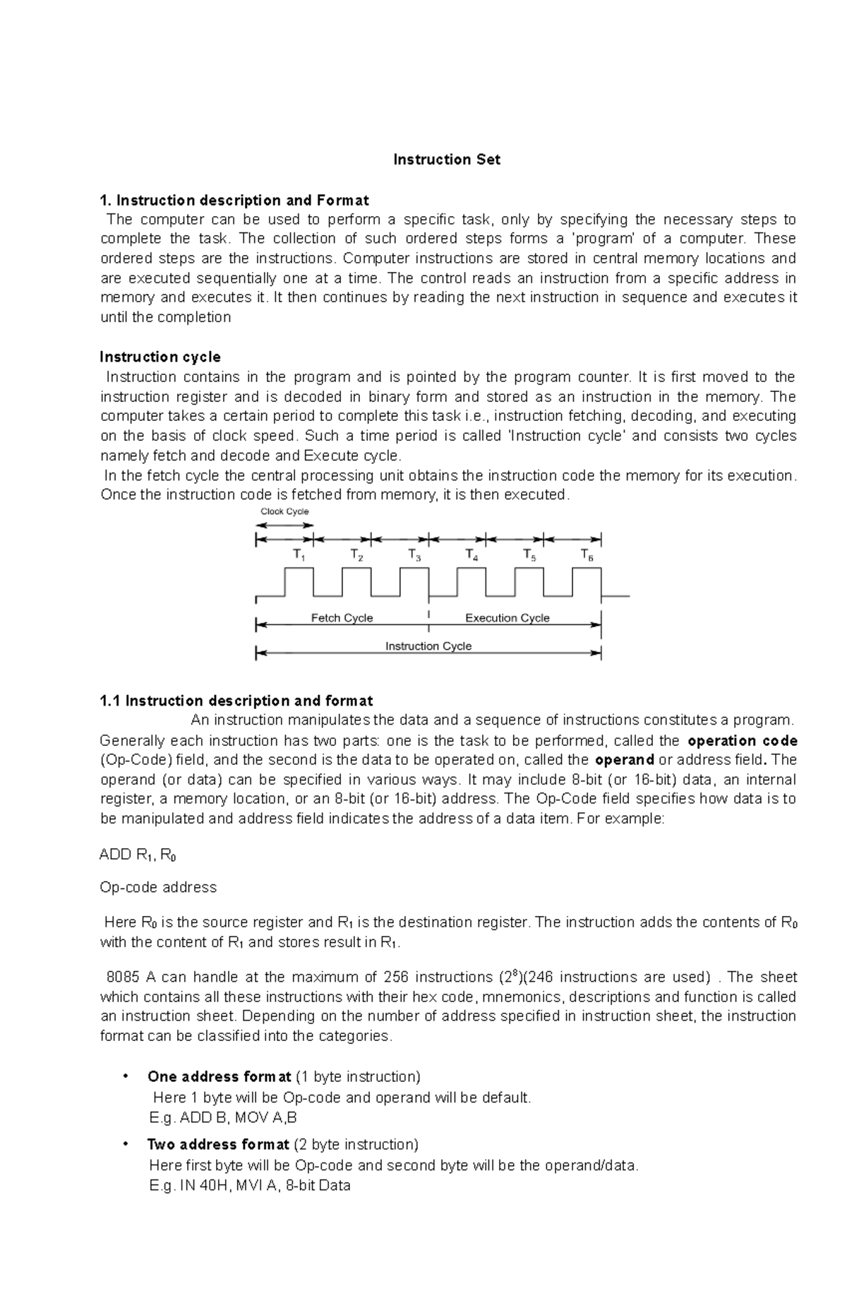 Instruction Set - Instruction Set Instruction description and Format ...