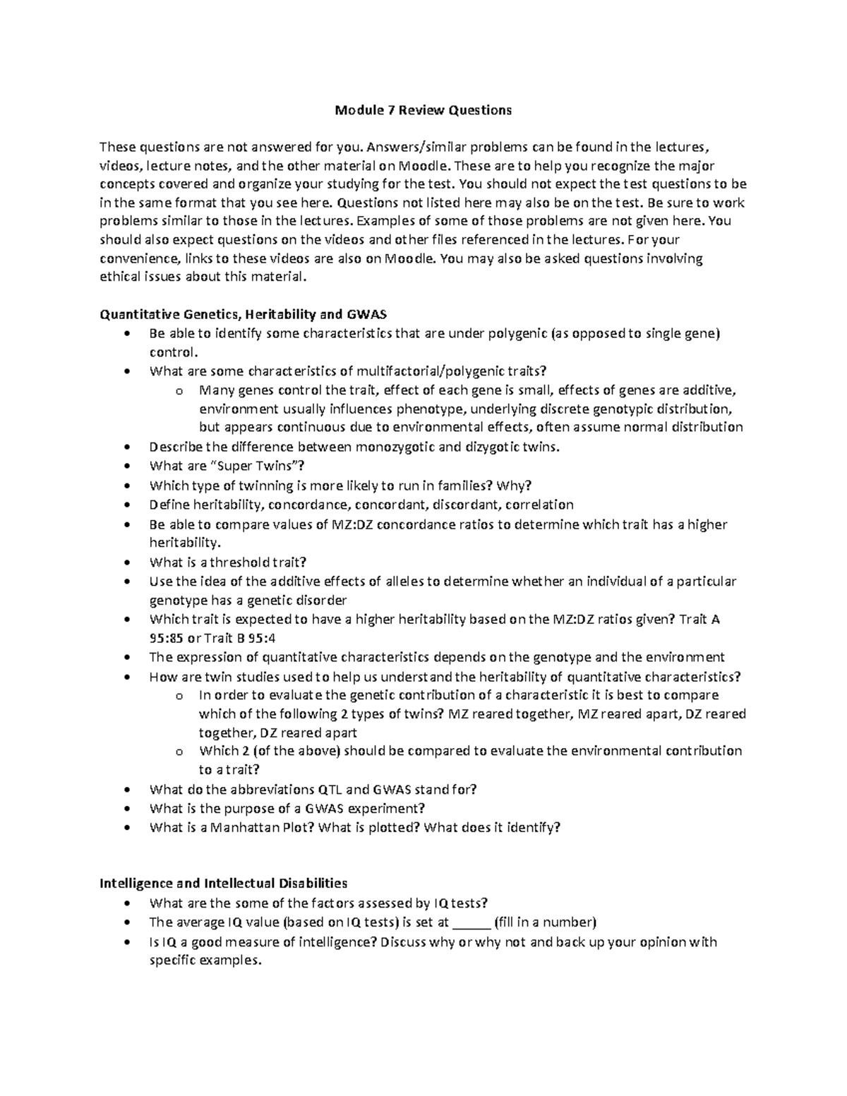 Review Questions for Module 7 - Module 7 Review Questions These ...