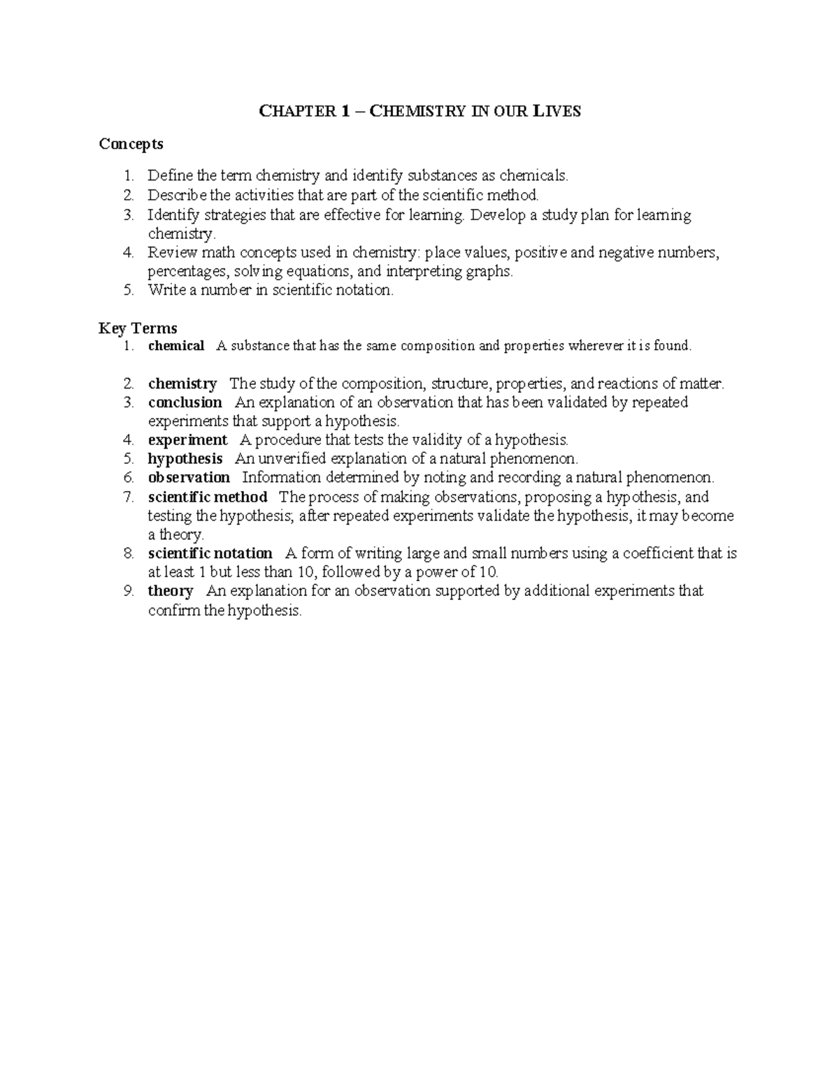 Chemistry 101 Concept Checks - CHAPTER 1 – CHEMISTRY IN OUR LIVES ...