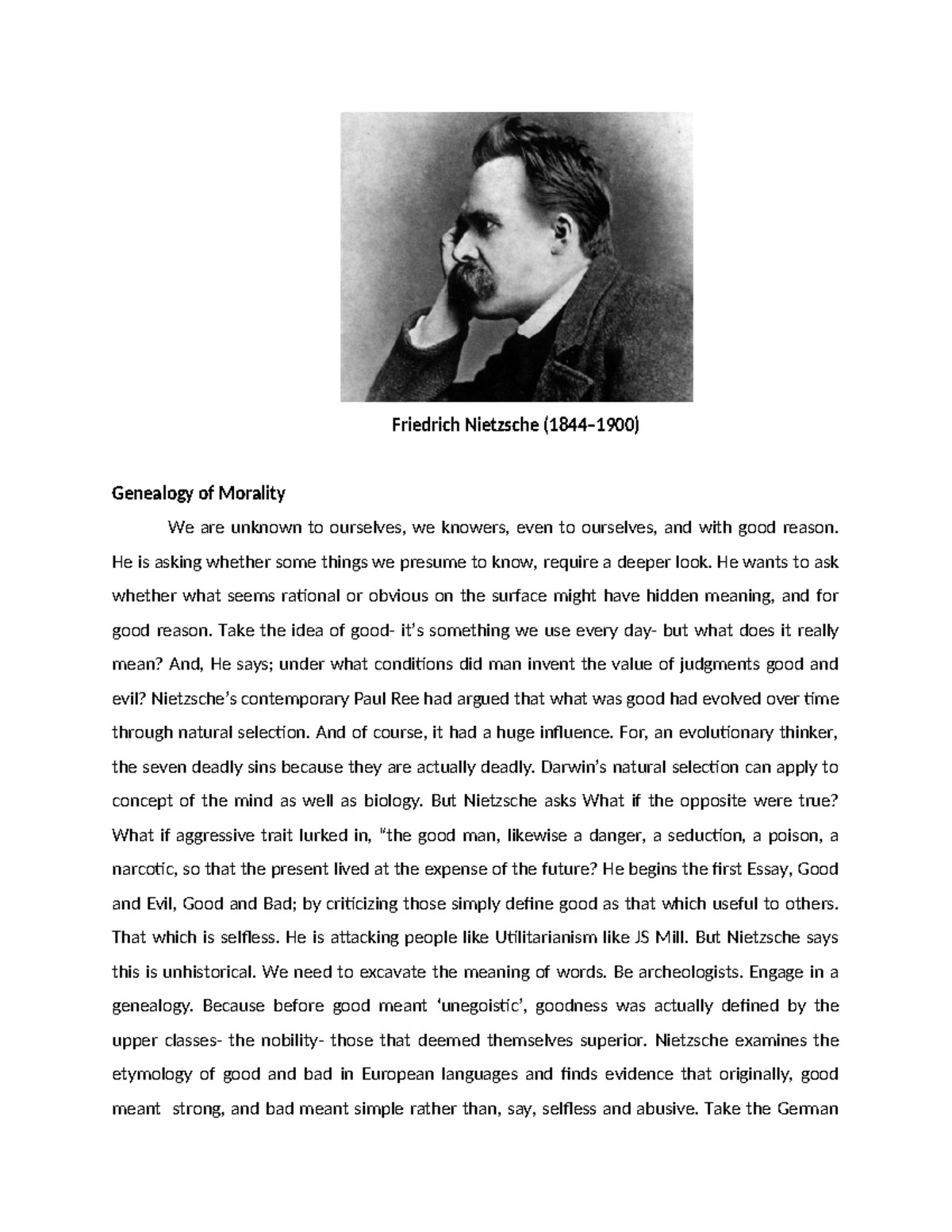 Friedrich-Nietzsche - Notes and reading materials - Friedrich Nietzsche ...