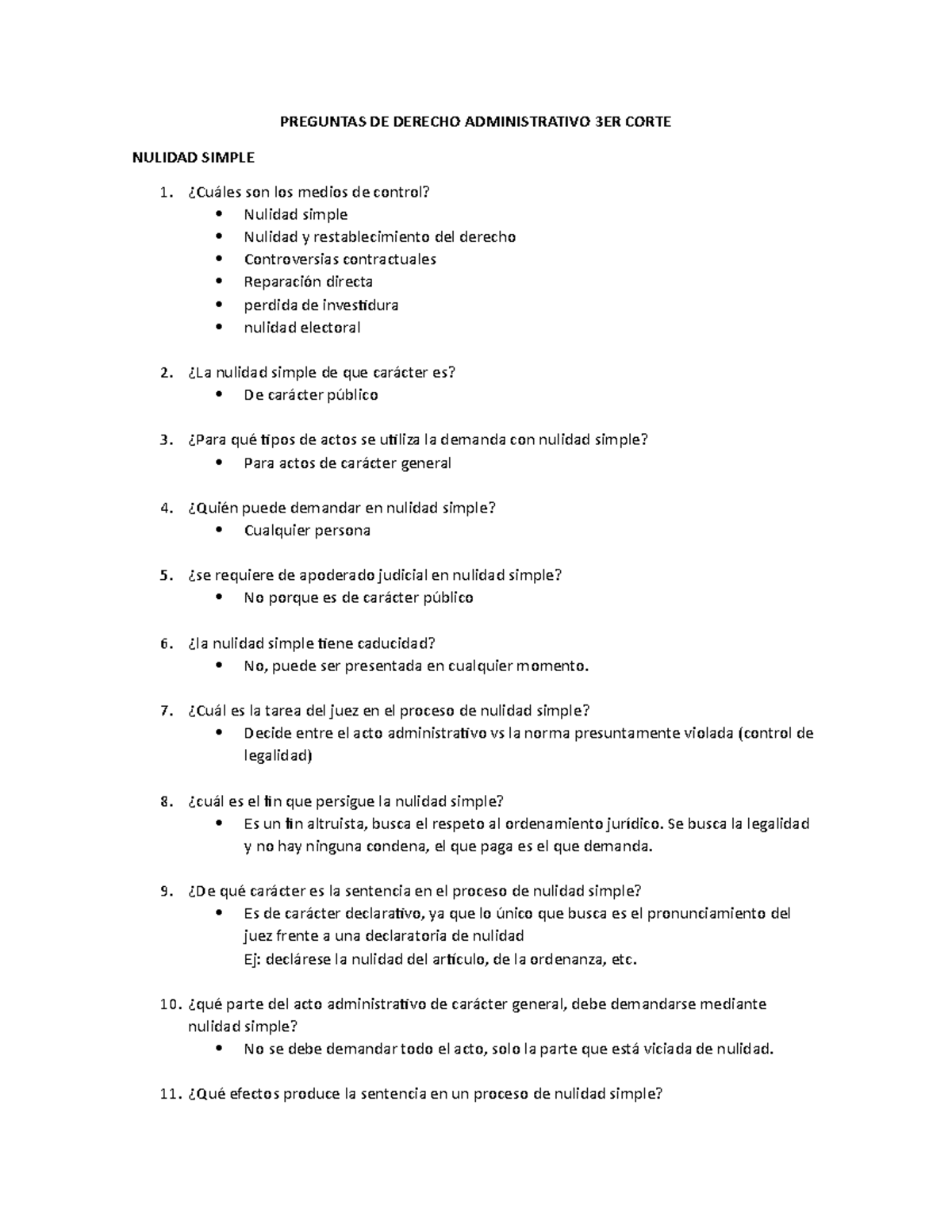 Preguntas DE Derecho Administrativo 3ER Corte - PREGUNTAS DE DERECHO ADMINISTRATIVO 3ER CORTE ...