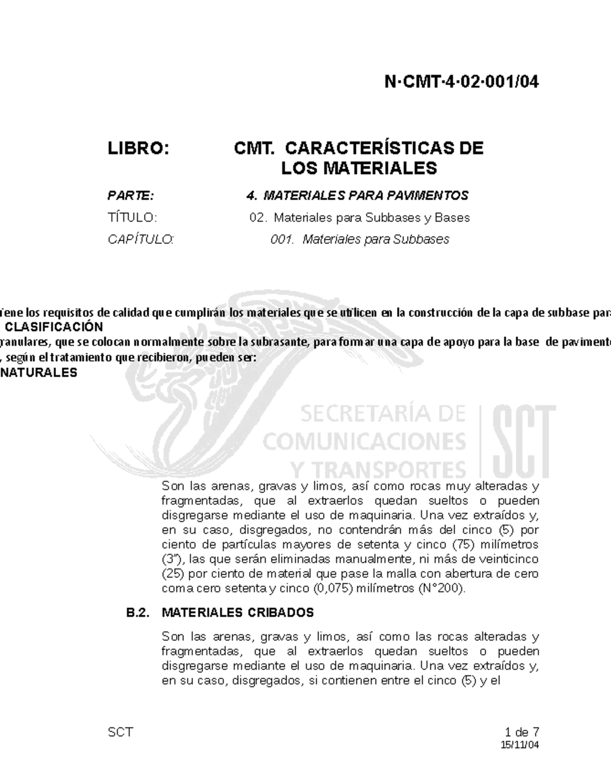 N CMT 4 02 001 04 - normas sct - SCT 1 de 7 15/11/ requisitos de ...