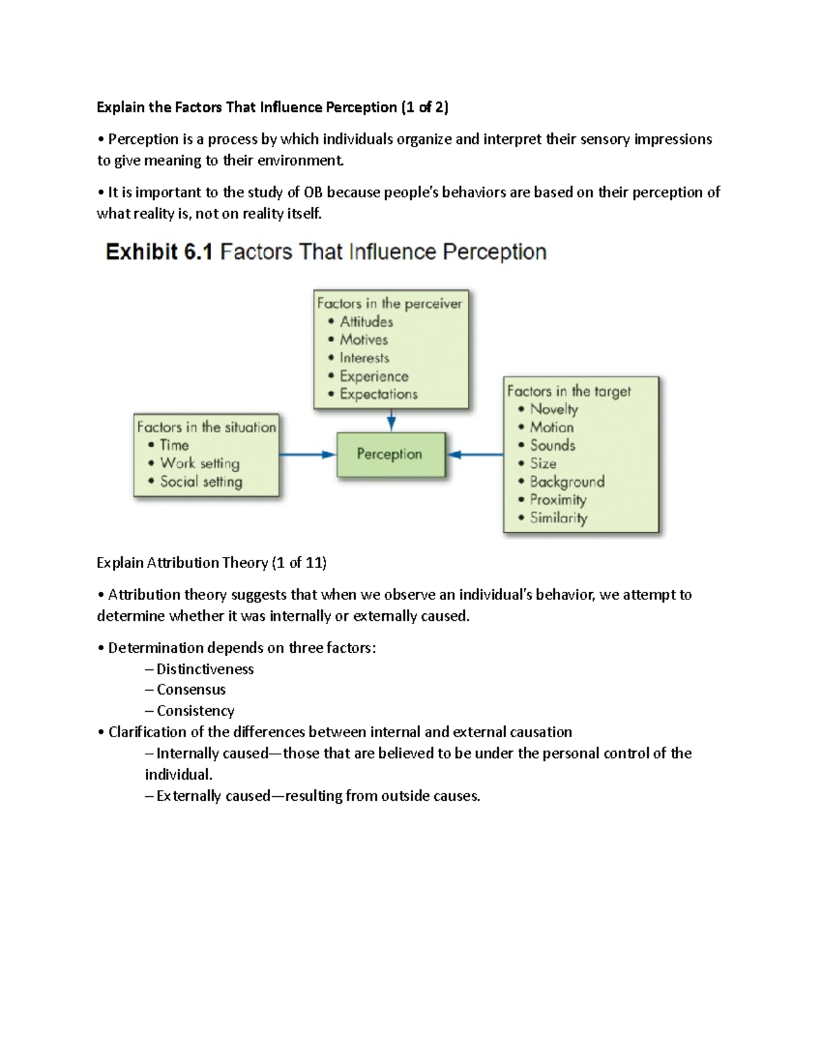 OB 4472 CH6 PP - Summary Ch 6 - Explain the Factors That Influence ...