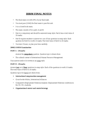 Chapter 9 notes-ihrm human resouce - Chapter 9 notes (Layout strategies ...