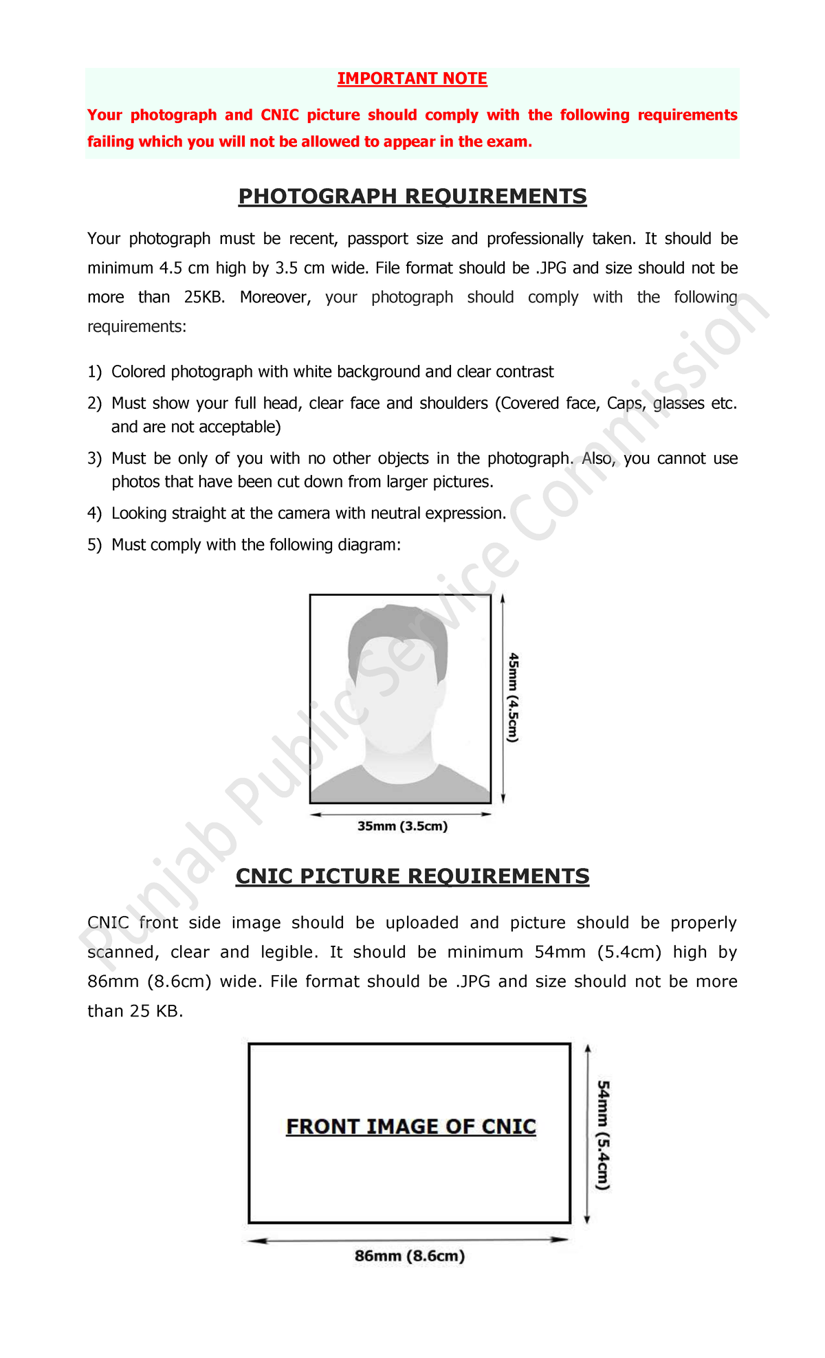 Photograph Guidelines - IMPORTANT NOTE Your photograph and CNIC picture ...