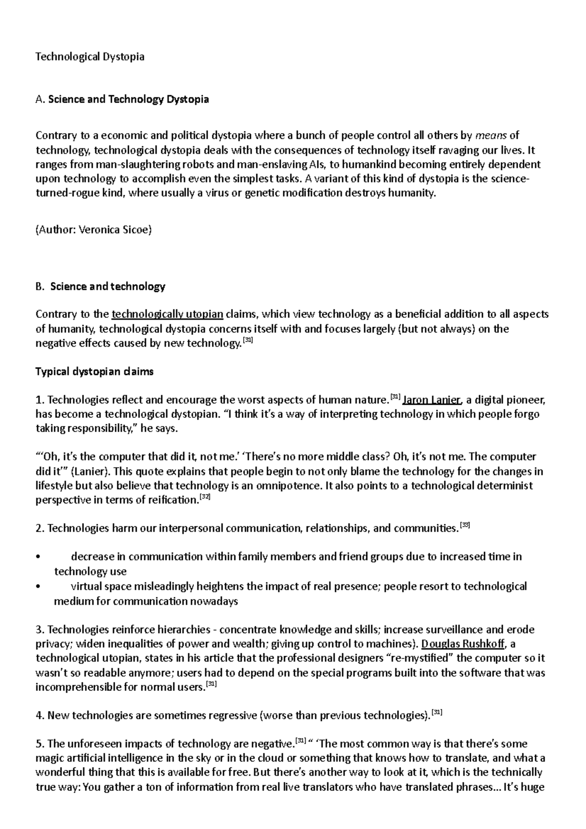 Lesson 7 Technological Dystopia - Technological Dystopia A. Science and ...