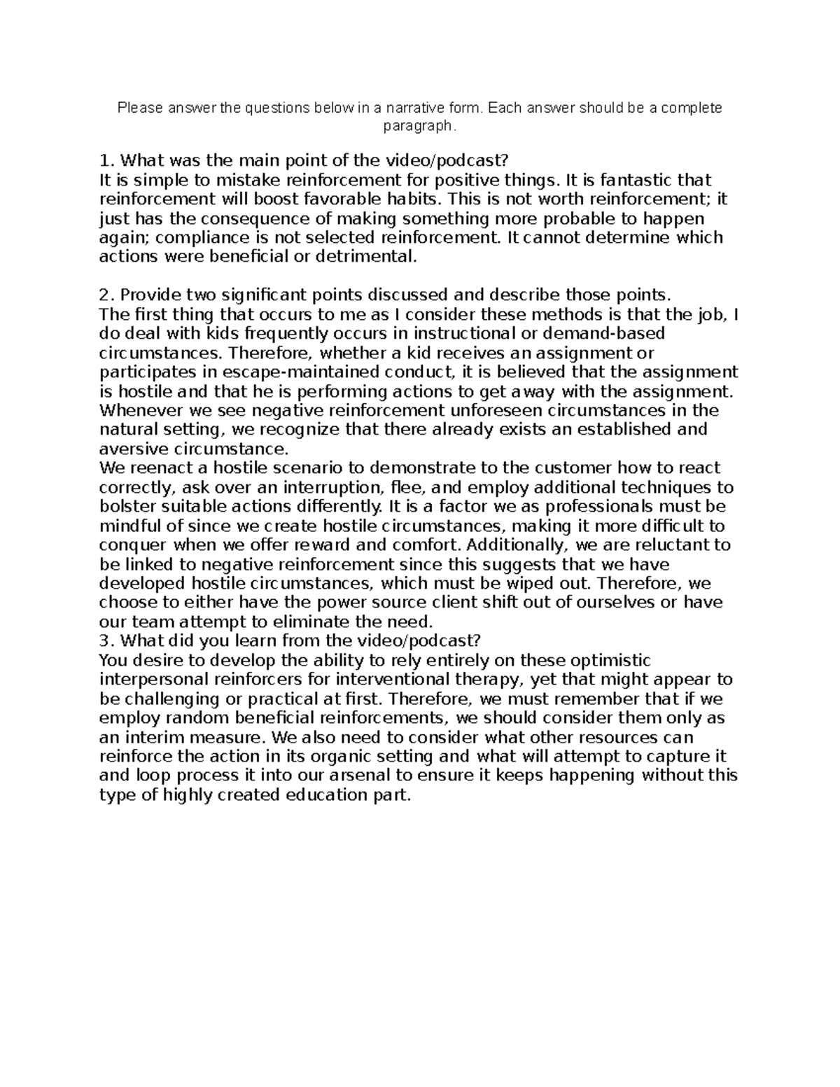 6.1 Lecture Engagement- Using Reinforcement and Punishment - Please ...