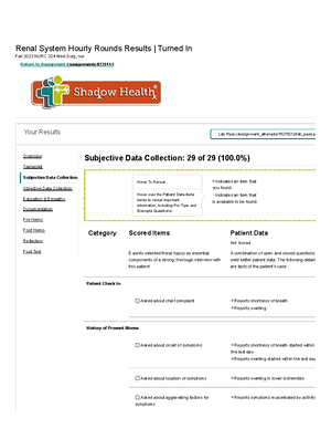 Shadow Health Endocrine System Hourly Rounds Results -care plan ...