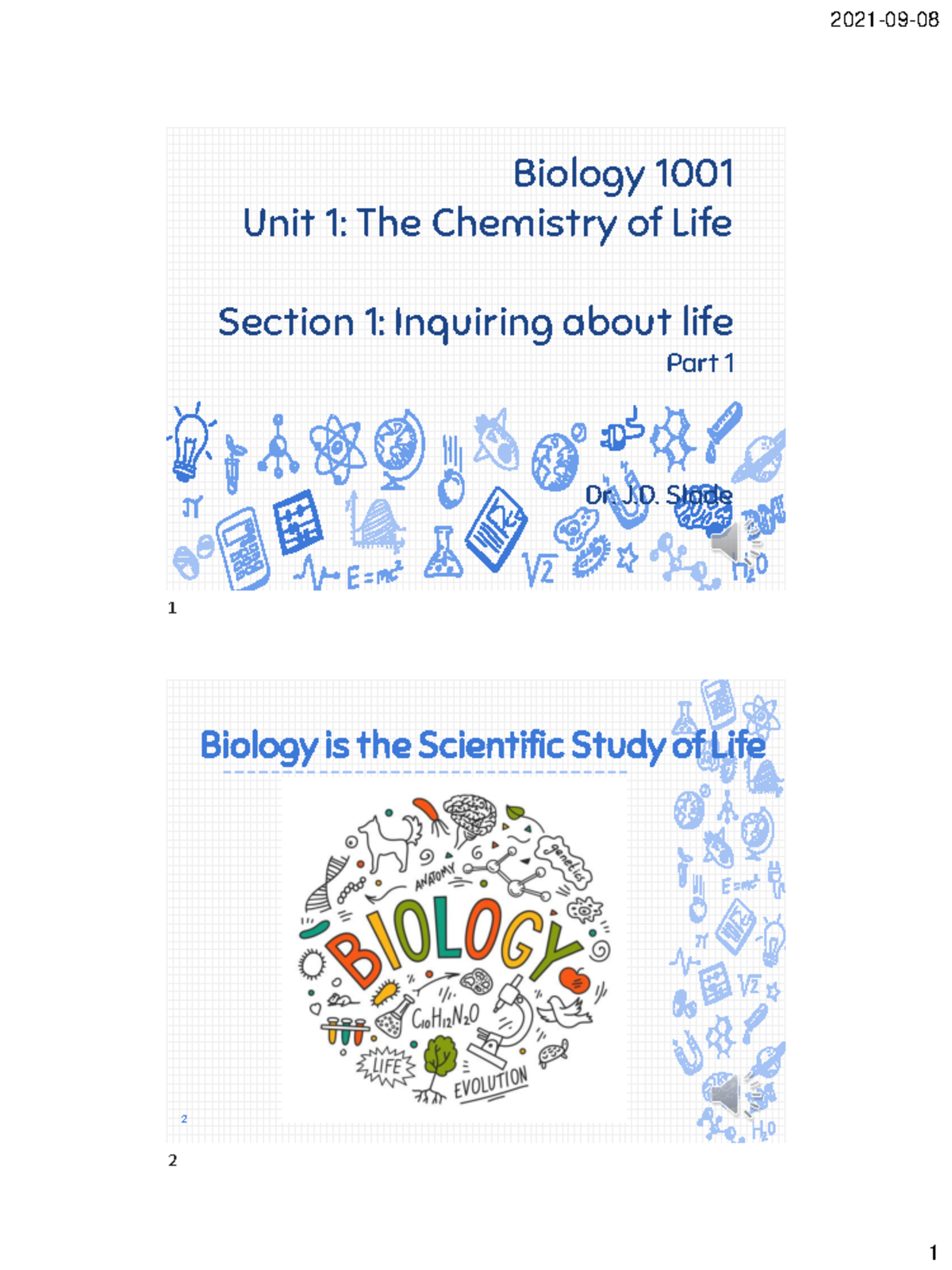BIO MID TERM Notes 2021 Fall Semester - Biology 1001 Unit 1: The ...