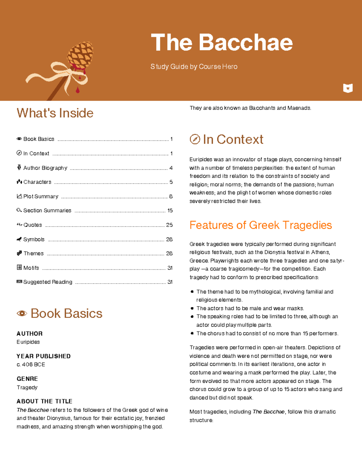 Euripides's The Bacchae - The Bacchae Study Guide by Course Hero What's ...