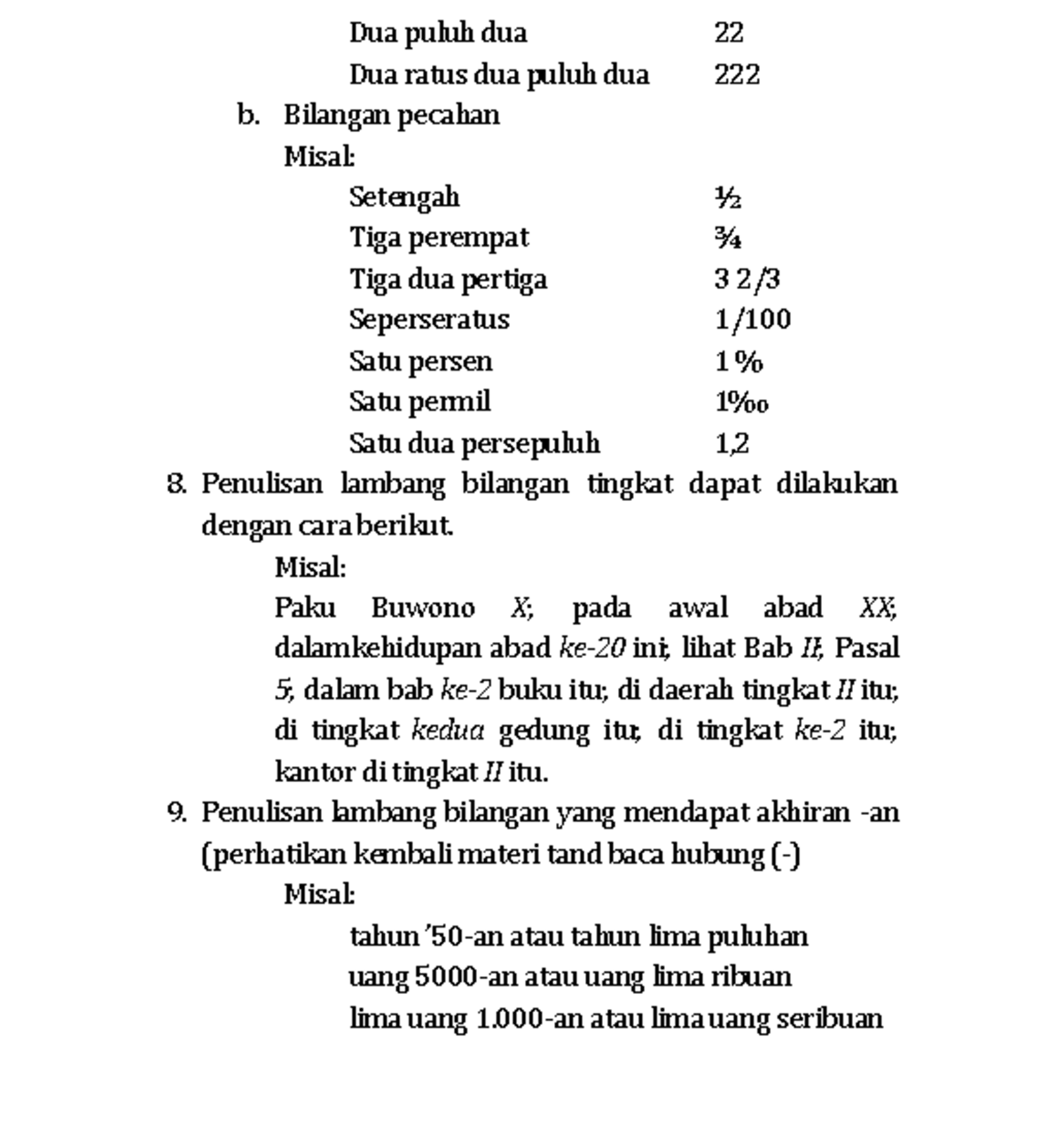 Catatan bahasa indo 20 - Dua puluh dua 22 Dua ratus dua puluh dua 222 b ...