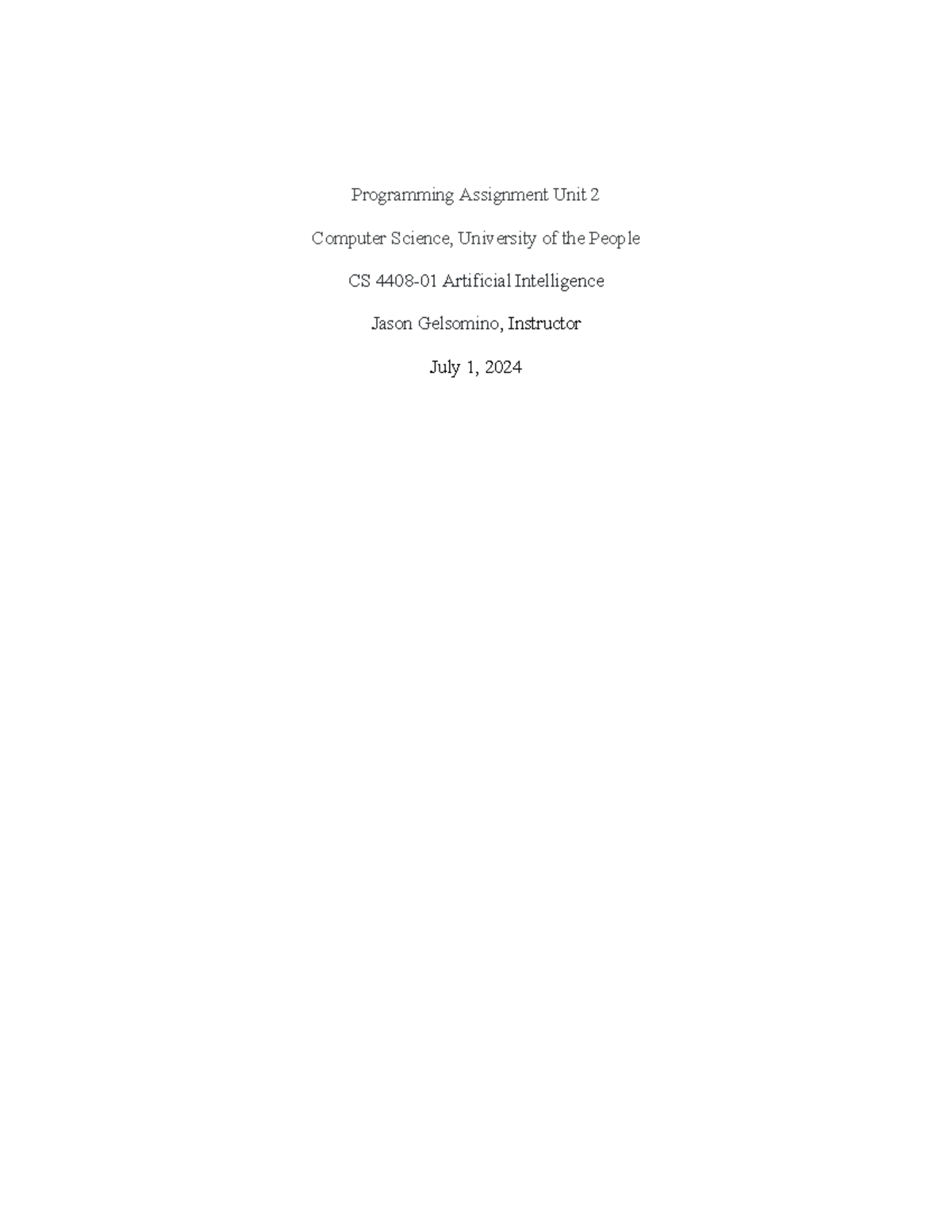 Programming Assignment Unit 2 - Performance Measure The performance ...