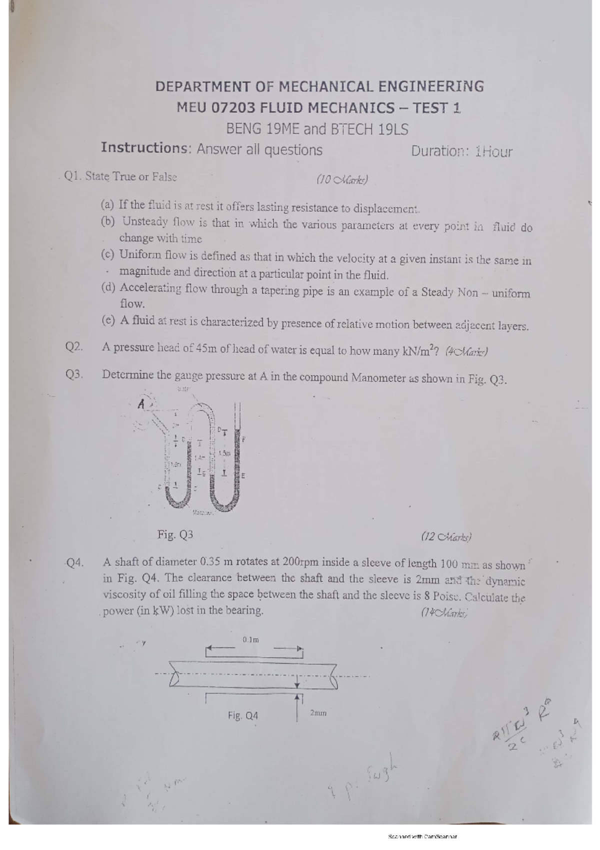 Fluid mechanic - This is lecture notes and different question sample ...