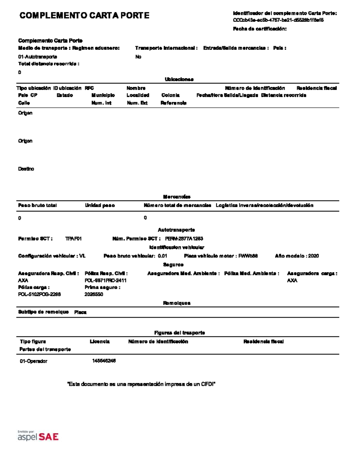 CCP - SDSADS - COMPLEMENTO CARTA PORTE Identificador del complemento ...