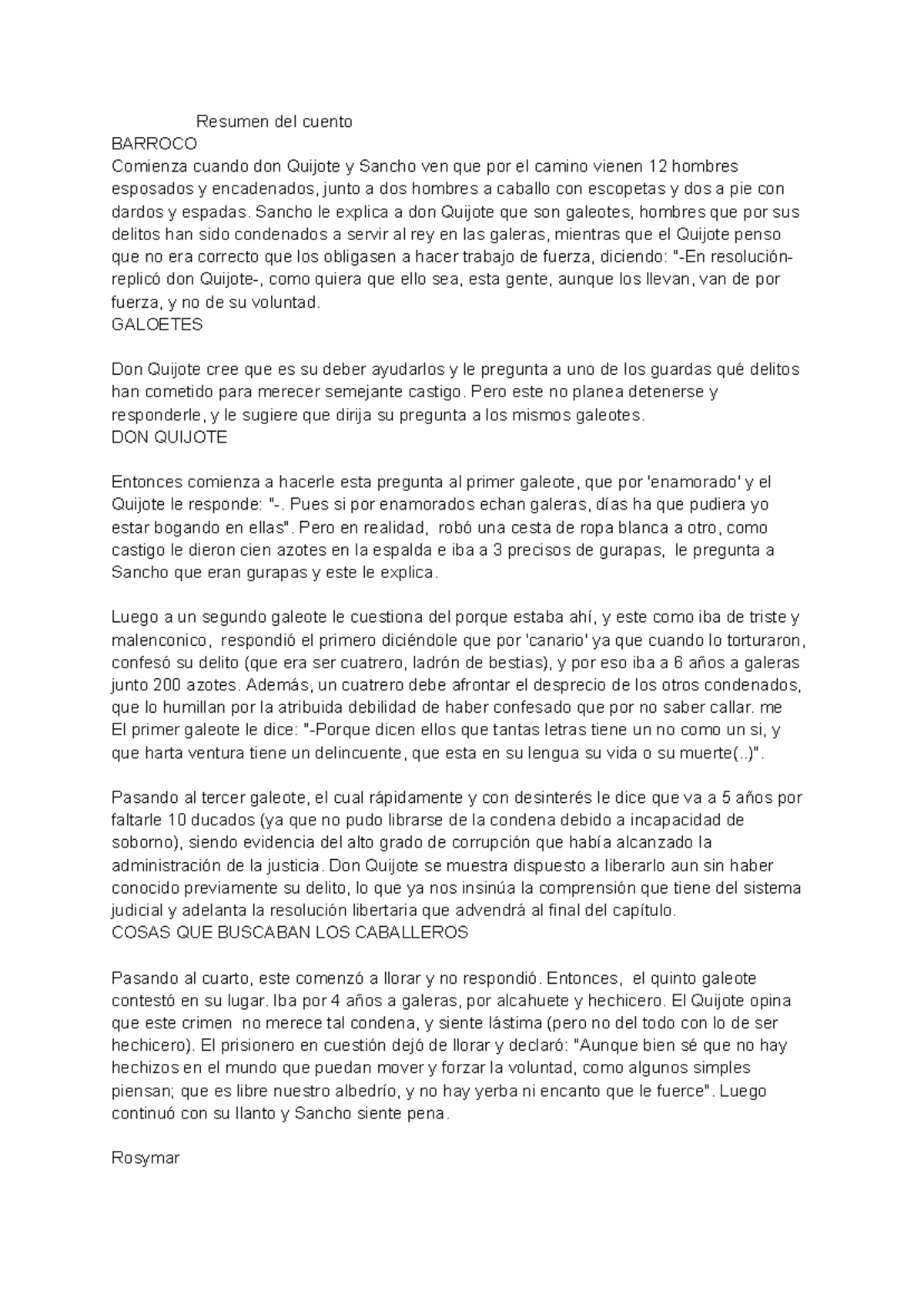 Resumen del cuento - Resumen del cuento BARROCO Comienza cuando don ...