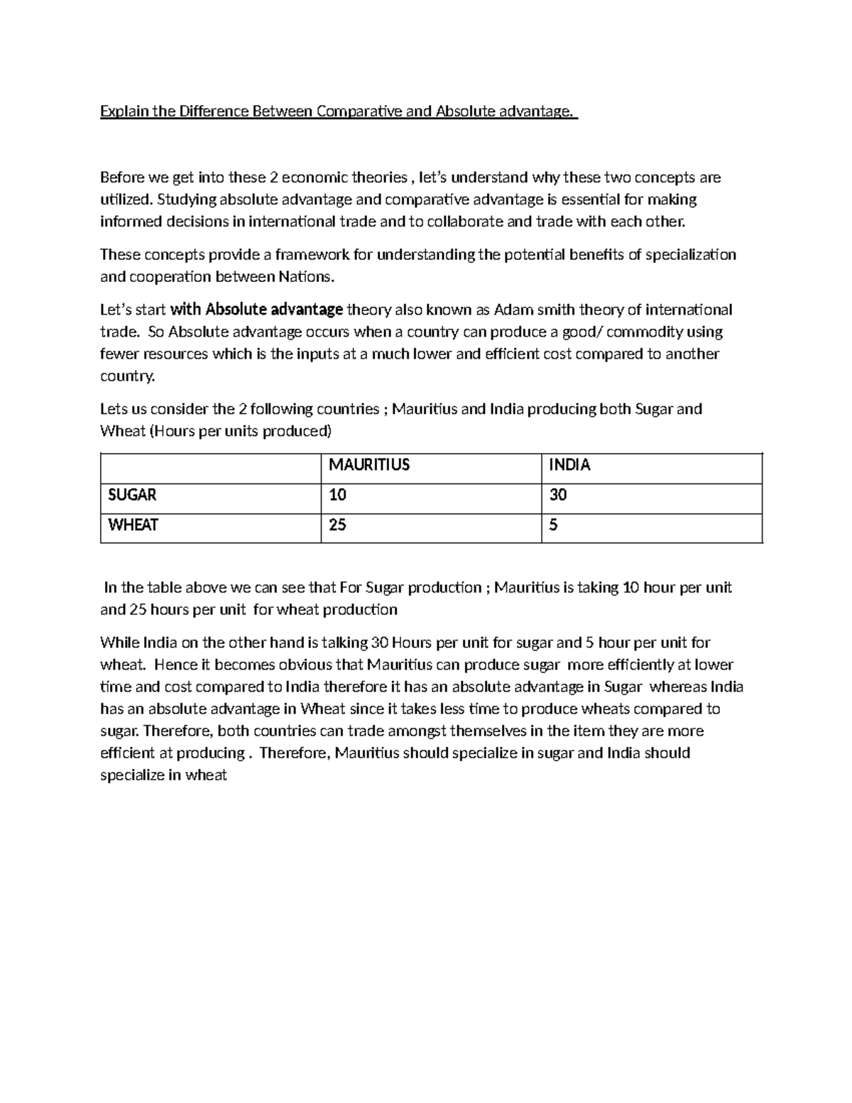 Explain the Difference Between Comparative and Absolute advantage ...