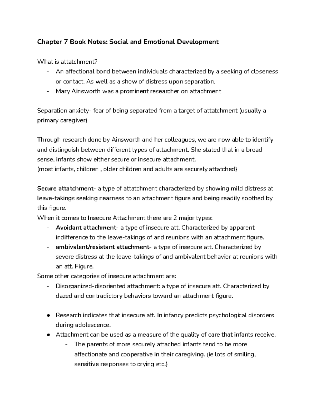 Child Psych Notes - Chapter 7 Book Notes: Social and Emotional ...