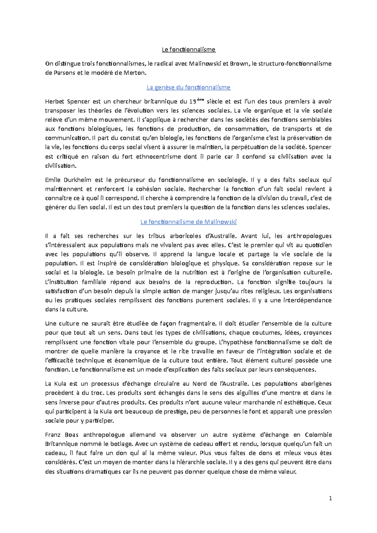 Chap 5 Le fonctionnalisme avec Malinowski et Brown, Parsons et Merton ...