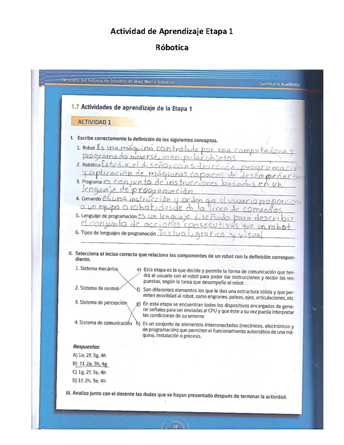 E1 RE Robotica Educativa - Actividad de Aprendizaje Etapa 1 Róbotica ...